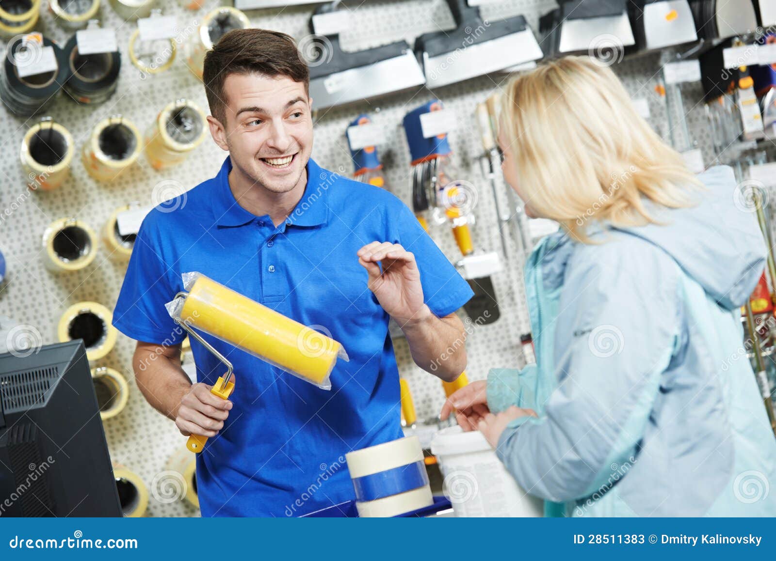 Het Aantonen Van De Verkoper Verfrol Aan Koper Stock Afbeelding - Image ...