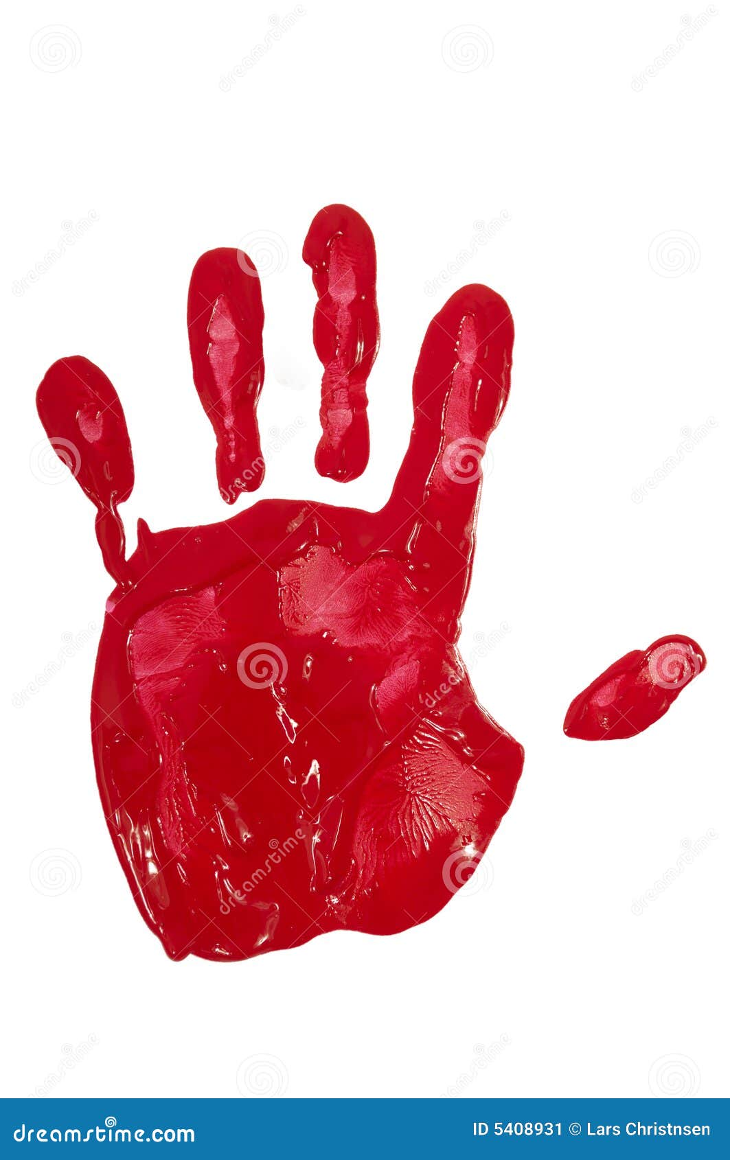 Het Af:drukken Van De Hand Met Rode Verf Stock Afbeelding - Image of ...