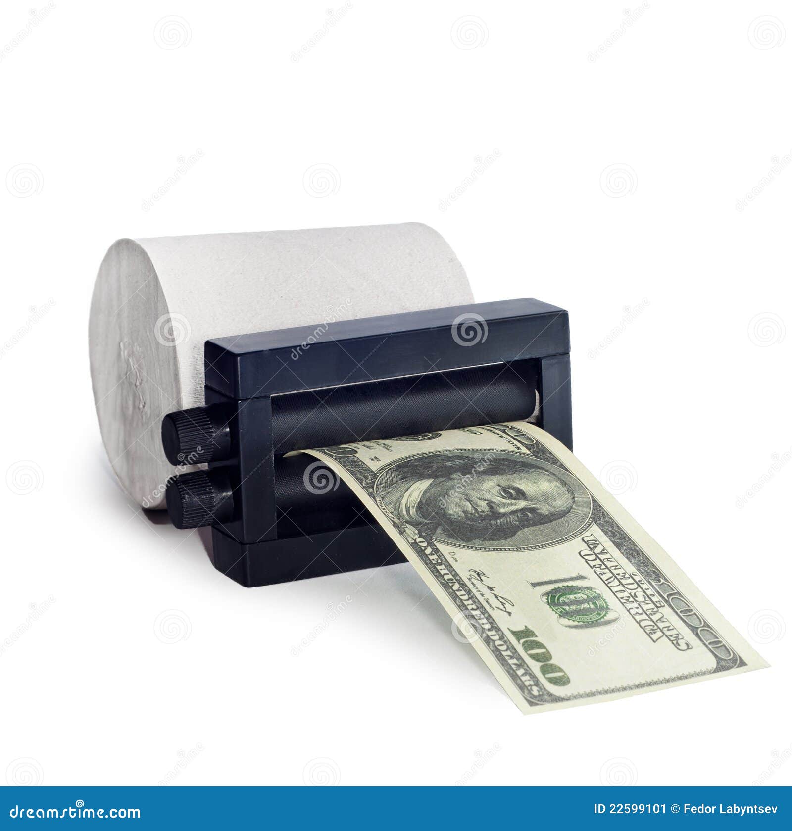 Het Af:drukken Van De Machine Geld Uit Toiletpapier Stock Afbeelding ...