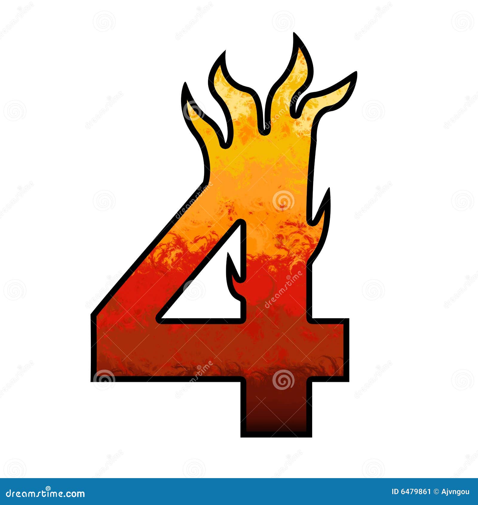 Het Alfabet Nummer 4 Vier Van Vlammen Stock Illustratie - Illustration ...