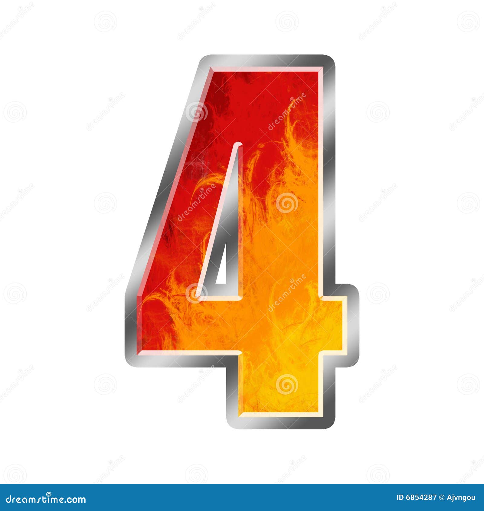 Het Alfabet Nummer 4 Vier Van Vlammen Stock Illustratie - Illustration ...