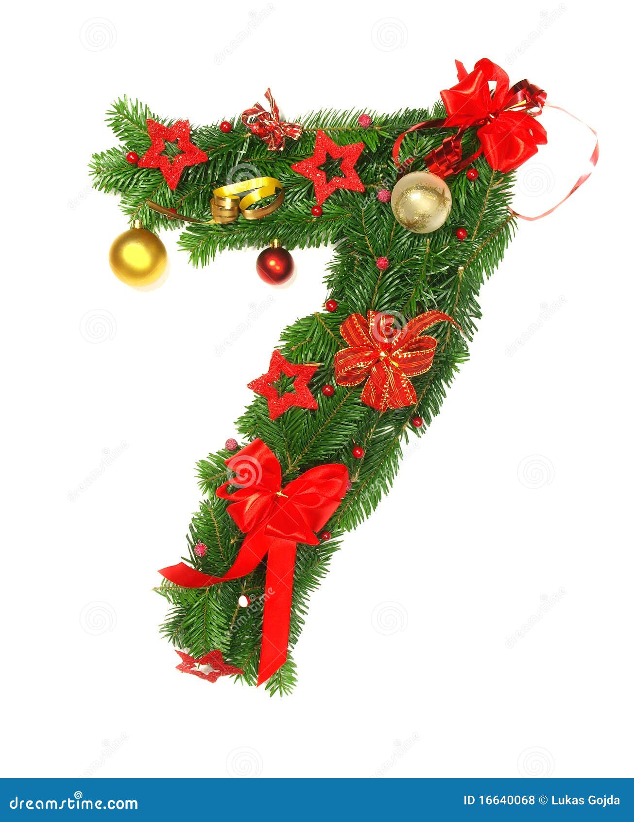 Het Alfabet Nummer 7 Van Kerstmis Stock Foto - Image of bloesem, flora ...