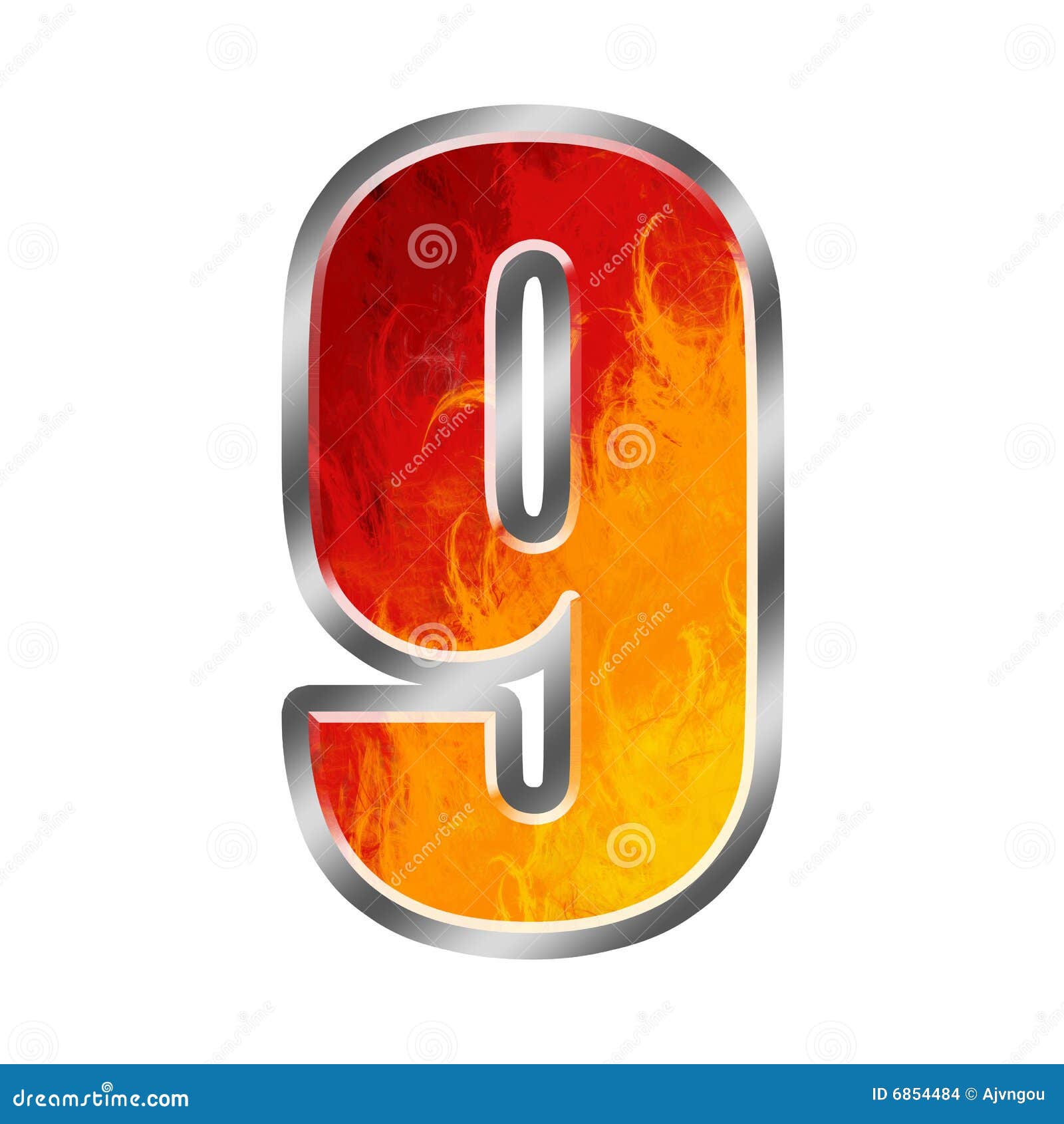 Het Alfabet Nummer 9 Negen Van Vlammen Stock Illustratie - Illustration ...