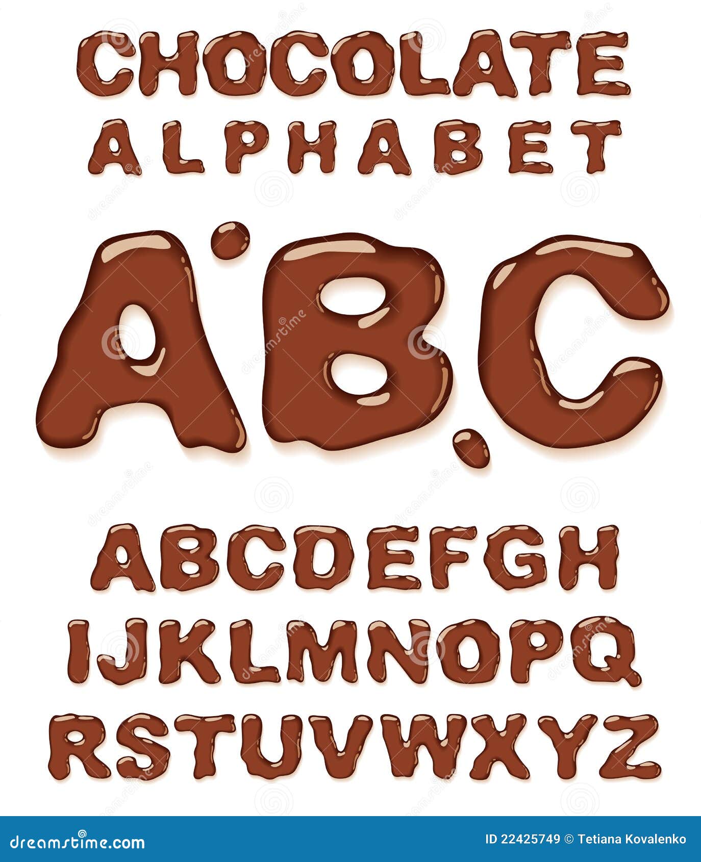 Het Alfabet Van De Chocolade. Vector Illustratie - Illustration of ...