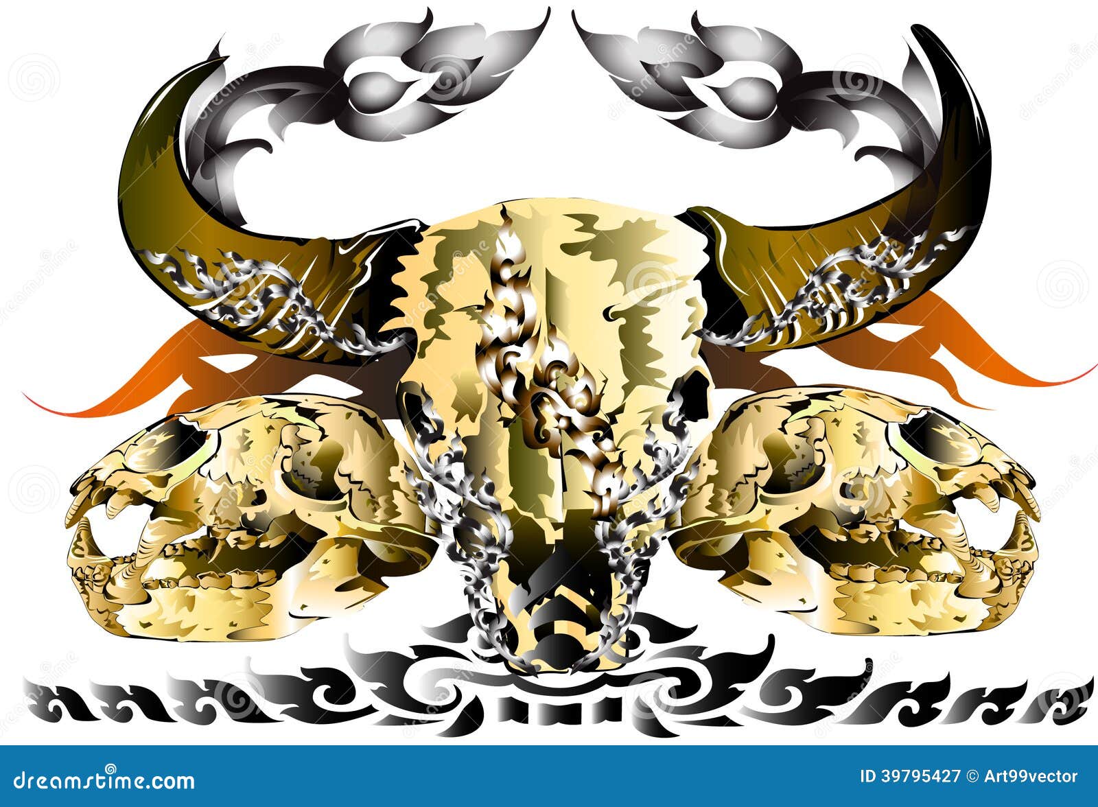 Het Art. Van Het Schedel Animall Idee Stock Illustratie - Illustration ...