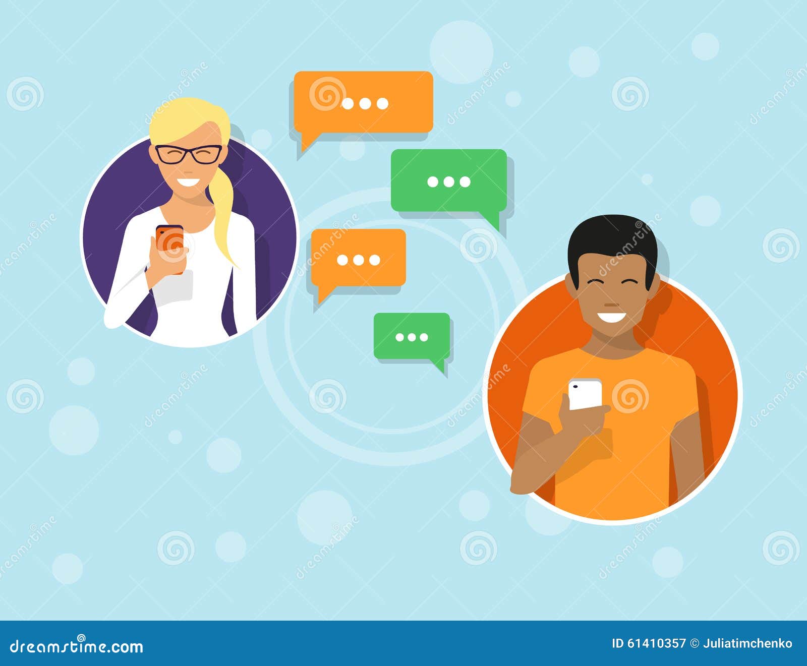 Het Babbelen Met Vrienden Via Boodschapper App Vector Illustratie ...