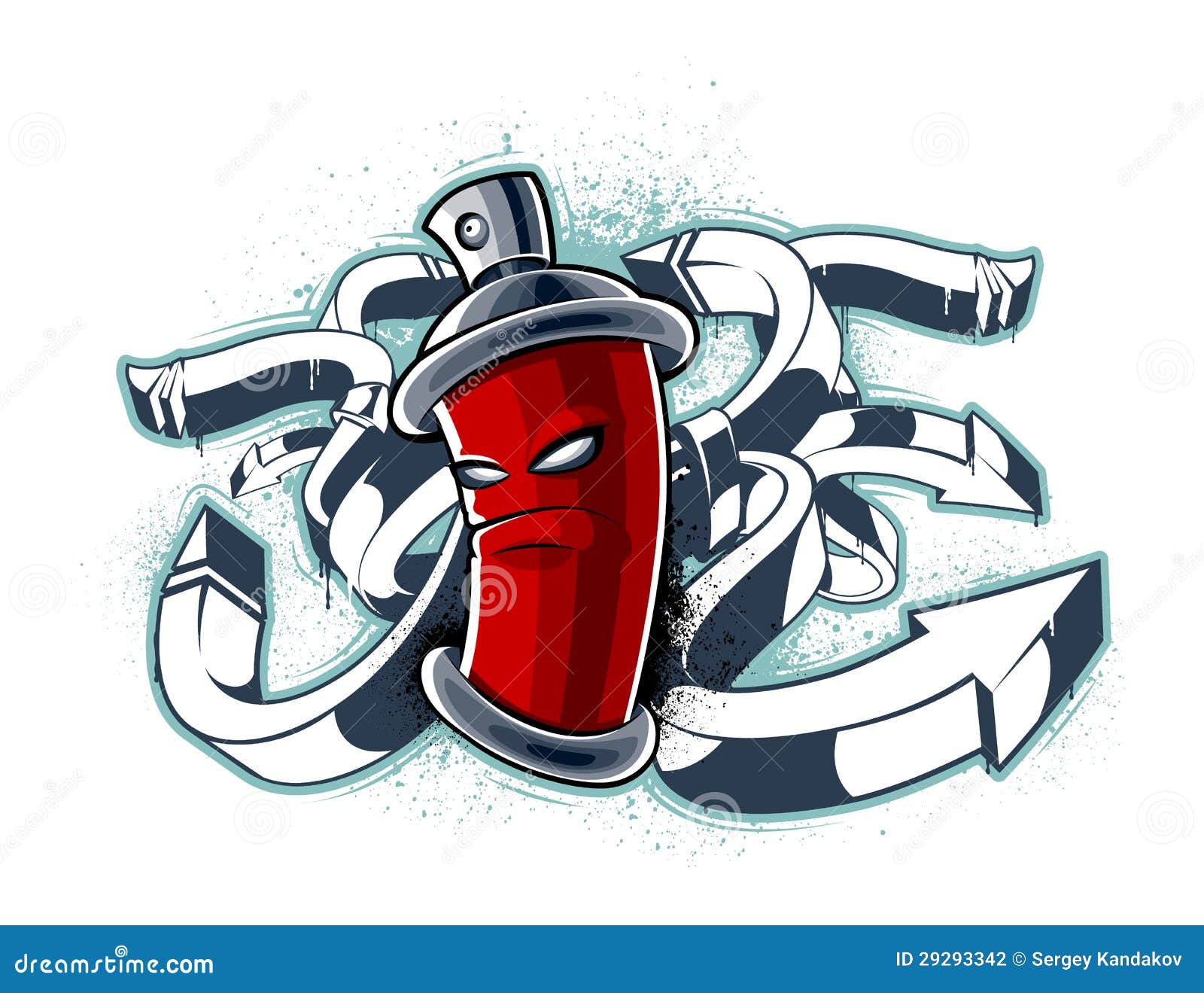 Het Beeld Van Graffiti Van Kan Met Pijlen Vector Illustratie - Illustration of nevel, beweging ...
