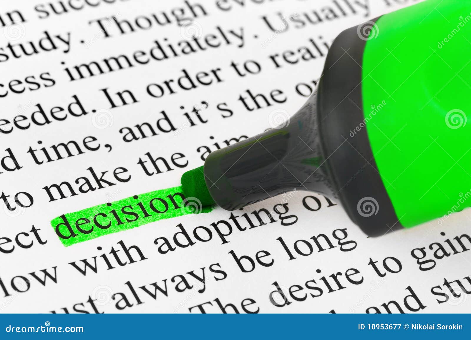 Het Besluit Van Highlighter En Van Het Woord Stock Afbeelding - Image ...