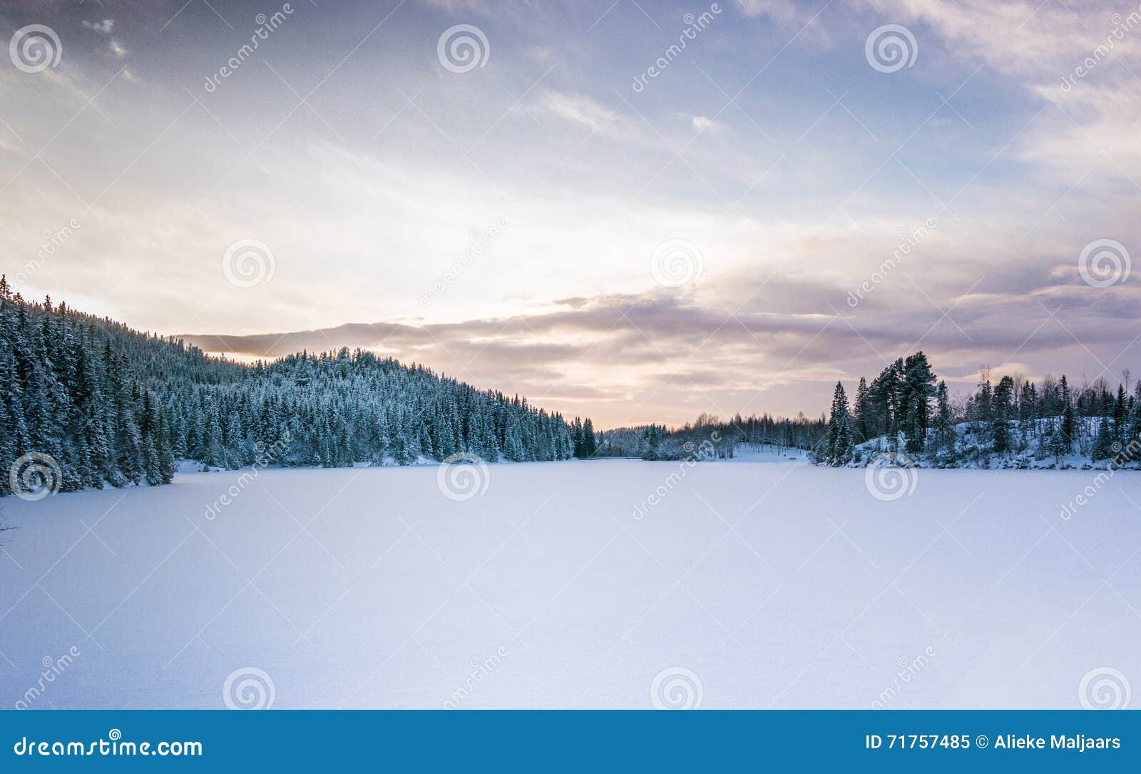 Het Bevroren Landschap Van Het Meer Stock Afbeelding - Image of heuvels ...