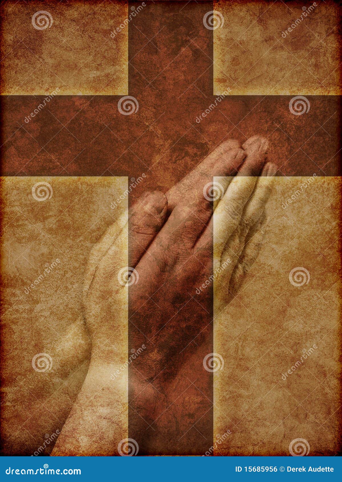 Het Bidden Handen En Christelijk Kruis Stock Illustratie - Illustration ...