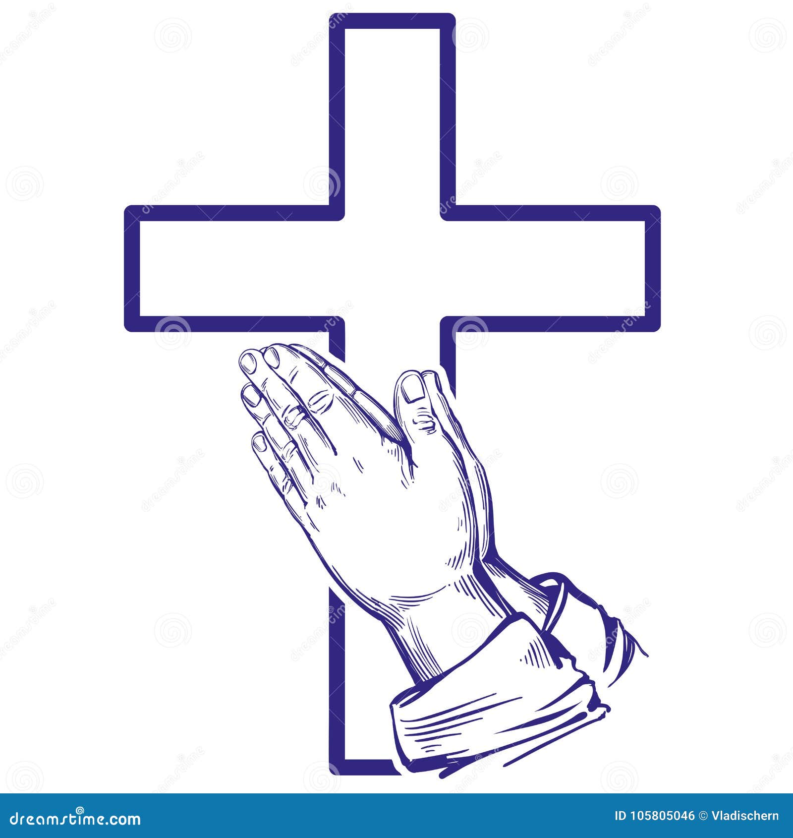 Het Bidden Handen, Symbool Van Schets Van De Christendom De Hand ...