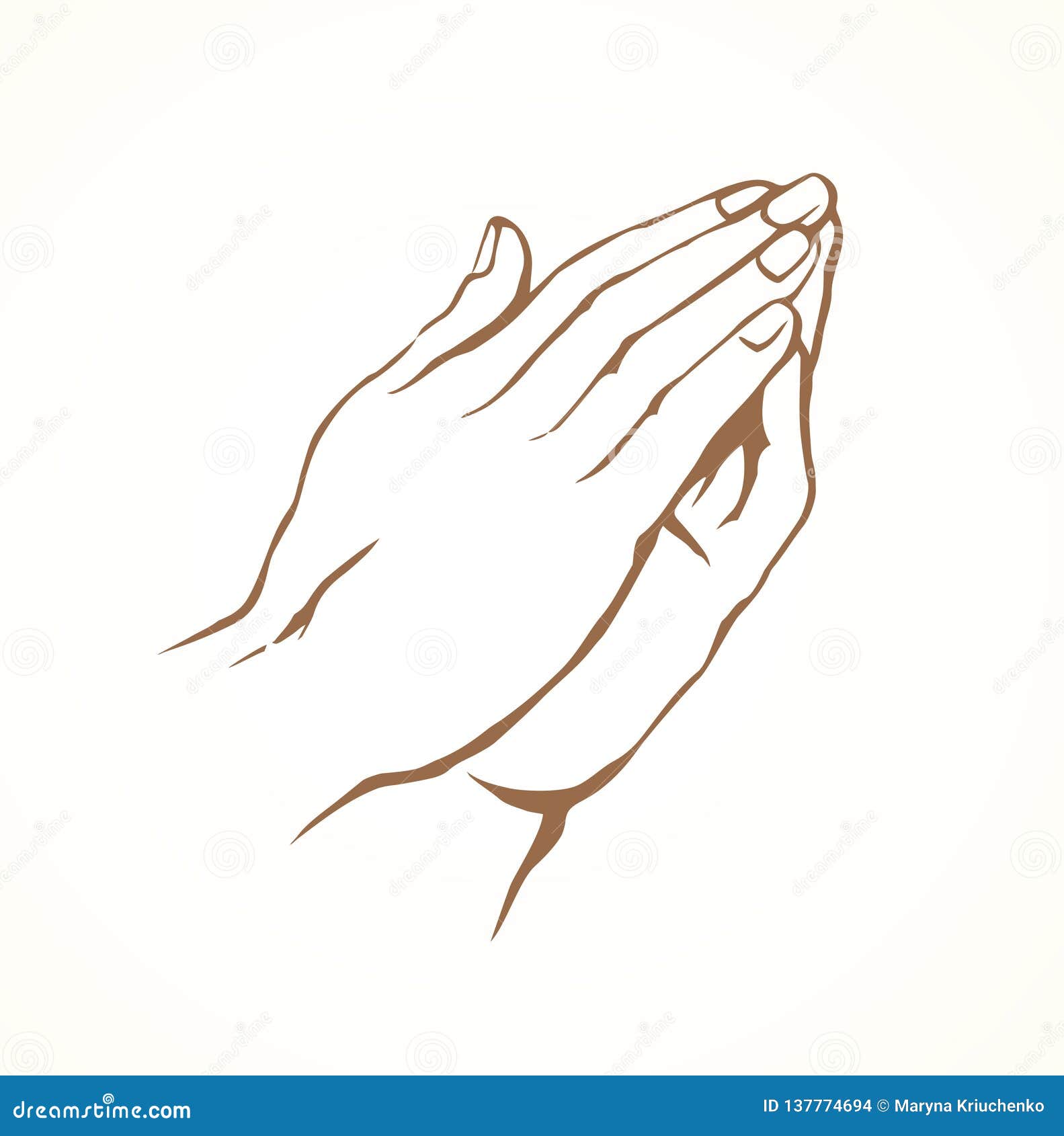 Het Bidden Handen Vector Tekening Vector Illustratie - Illustration of ...