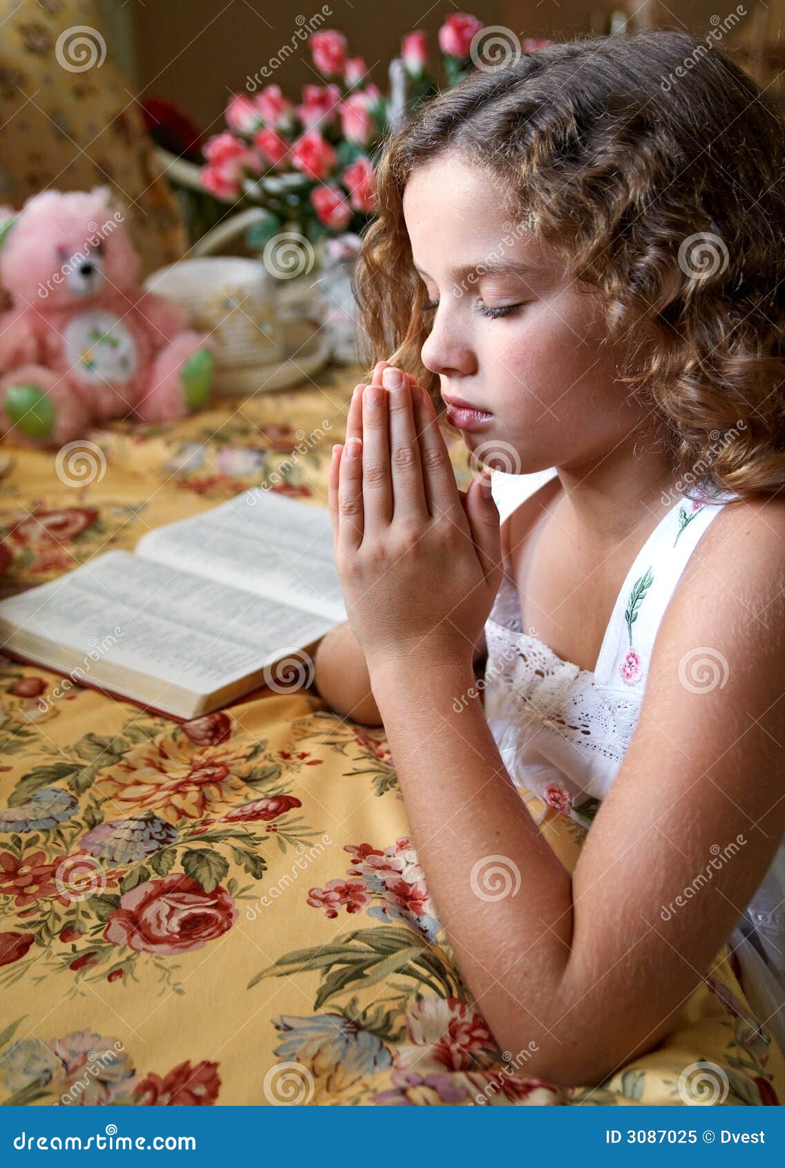 Het Bidden van het meisje stock afbeelding. Image of lezing - 3087025