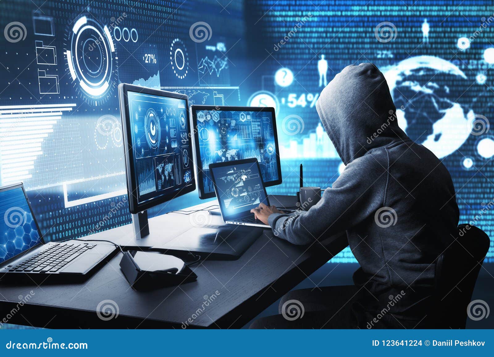 Het Binnendringen in Een Beveiligd Computersysteem En Malware Concept ...