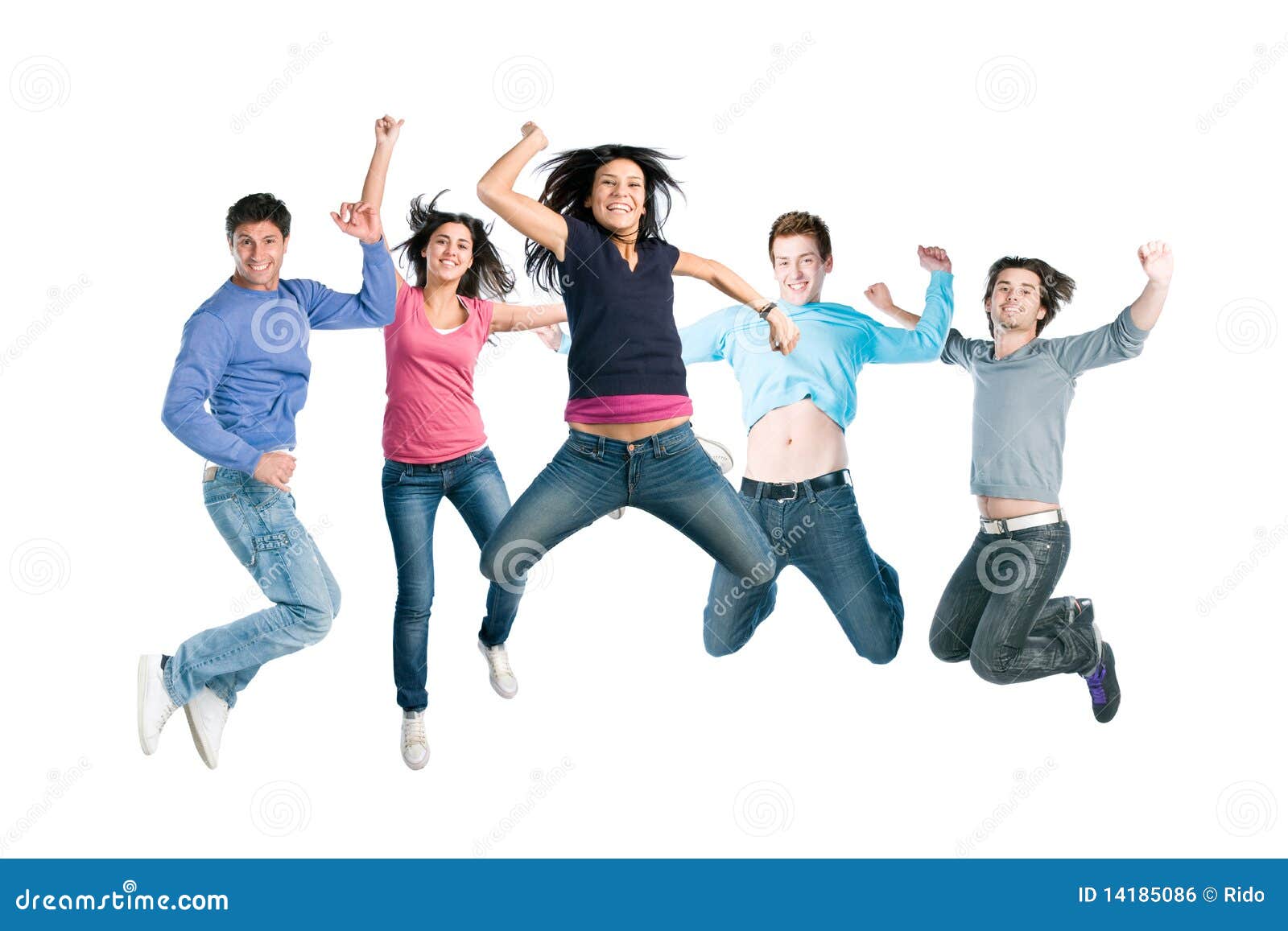 Het Blije Jonge Gelukkige Mensen Springen Stock Foto - Image of ...