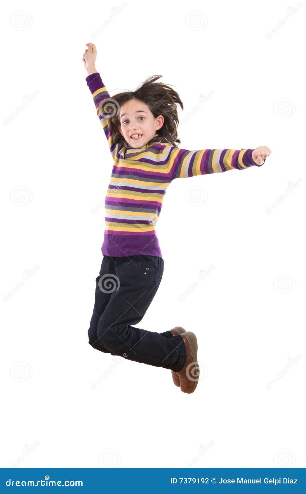 Het blije meisje springen stock foto. Image of grappig - 7379192