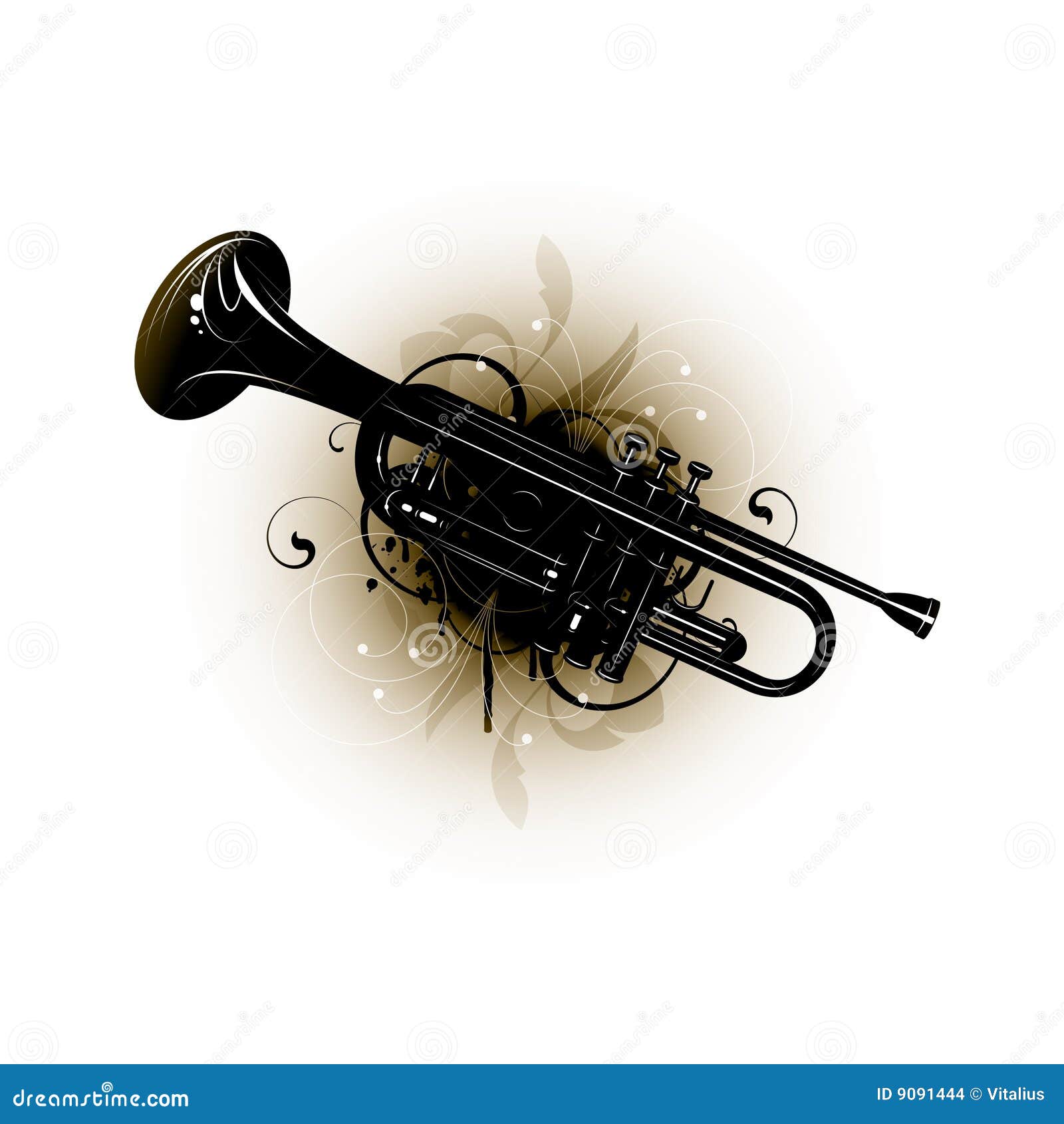 Het Bloemen Ontwerp Van De Trompet Vector Illustratie - Illustration of ...