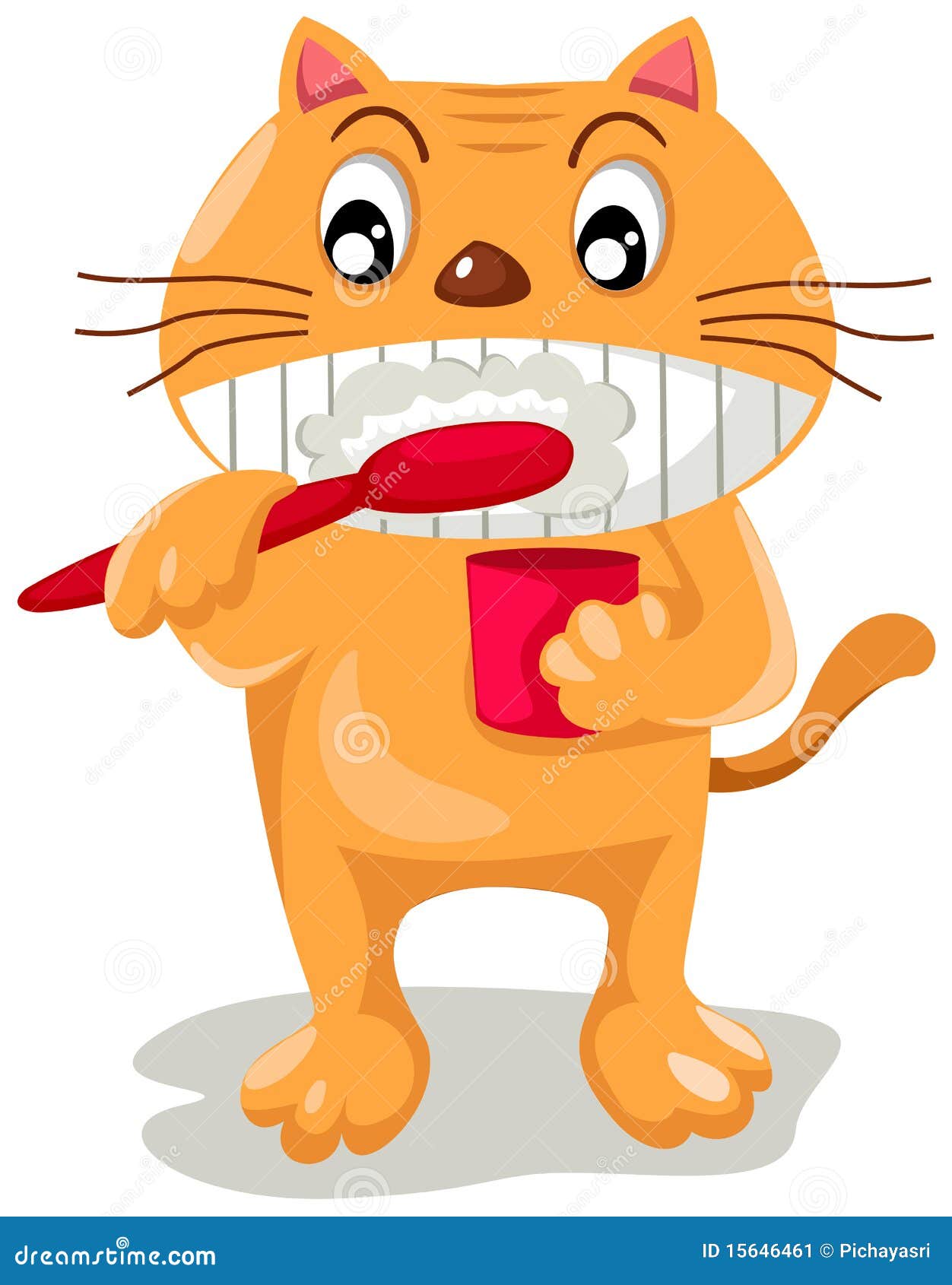 Het Borstelen Van De Kat Tanden Vector Illustratie - Illustration of ...