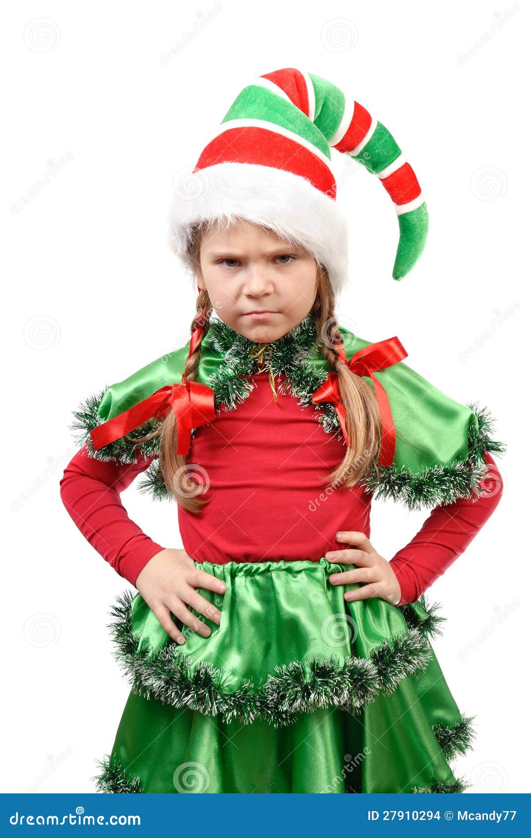 Het Boze Meisje - Het Elf Van De Kerstman. Stock Foto - Image of ...