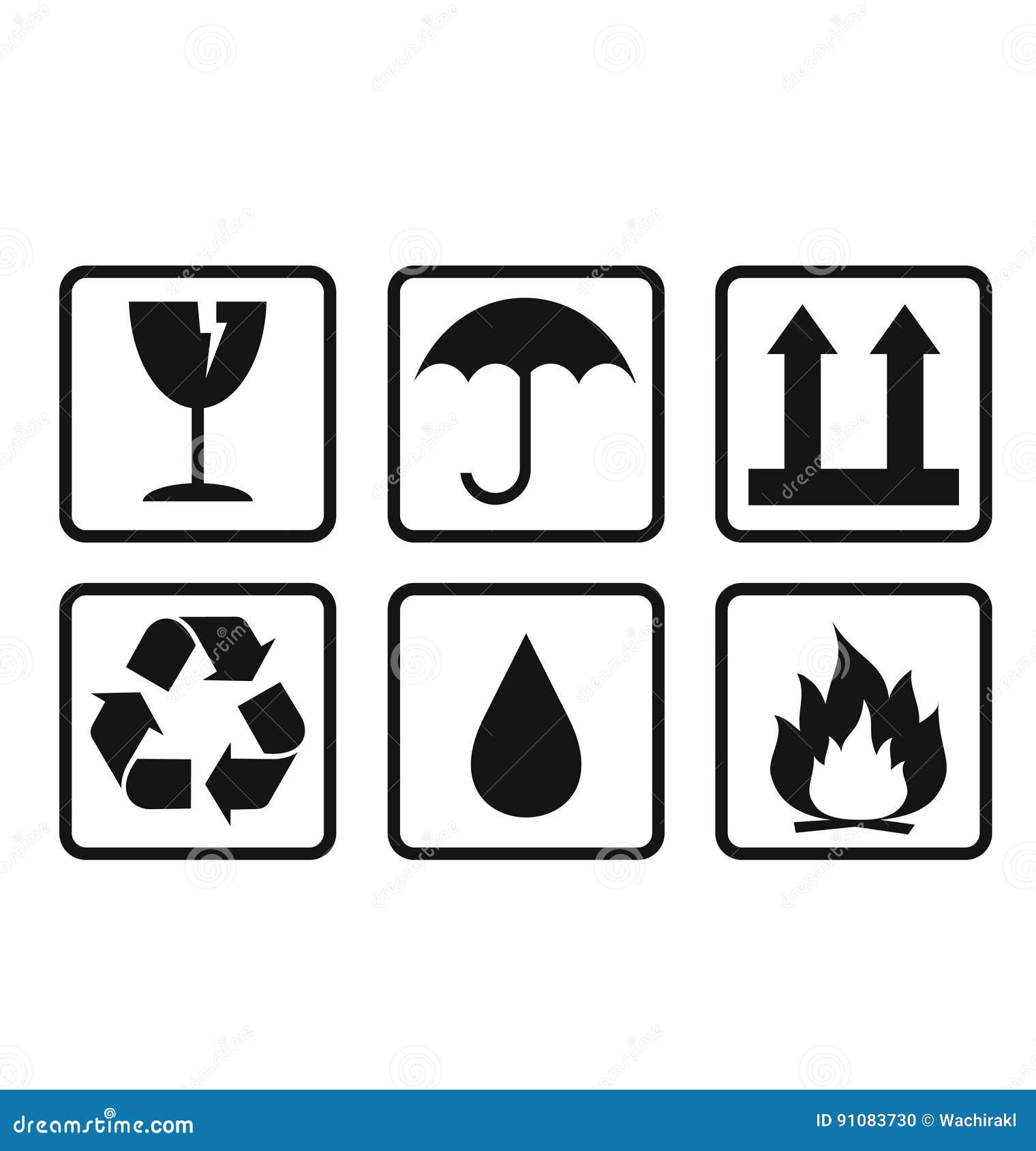 Het Breekbare Symbool Van De Doos Vector Illustratie - Illustration of ...