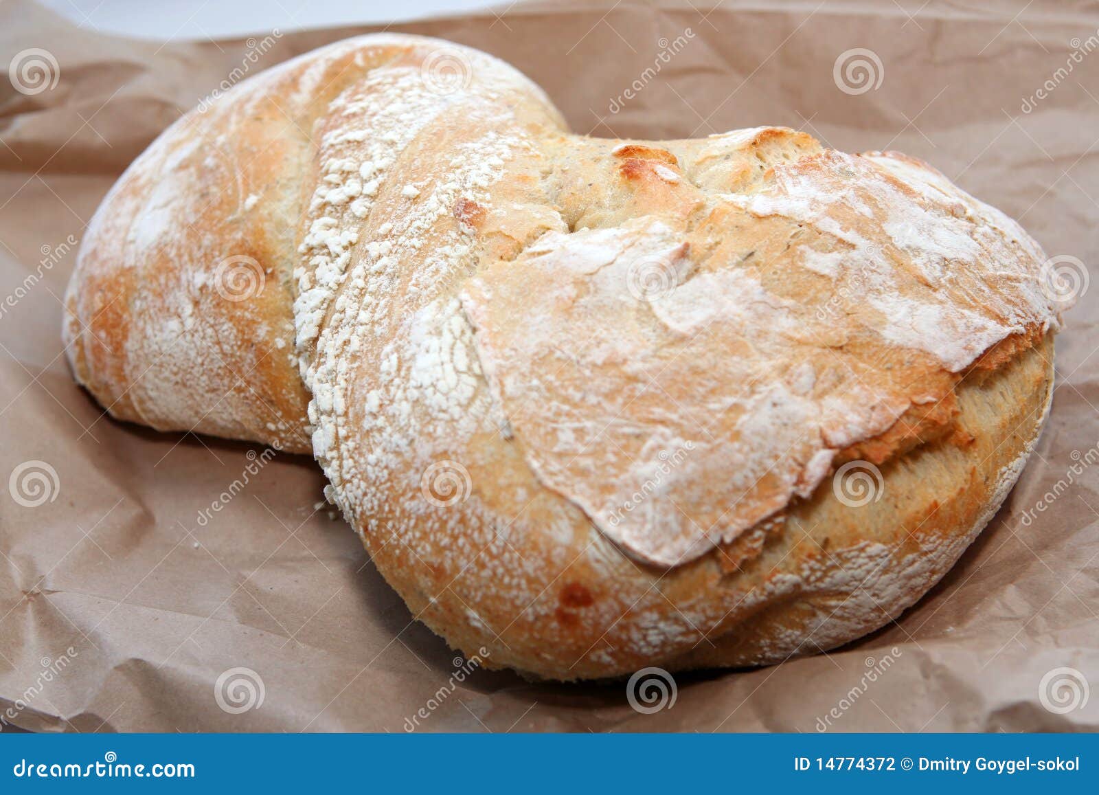 Het Brood Van Ciabatta Op De Bruine Zak Stock Foto - Image of document ...