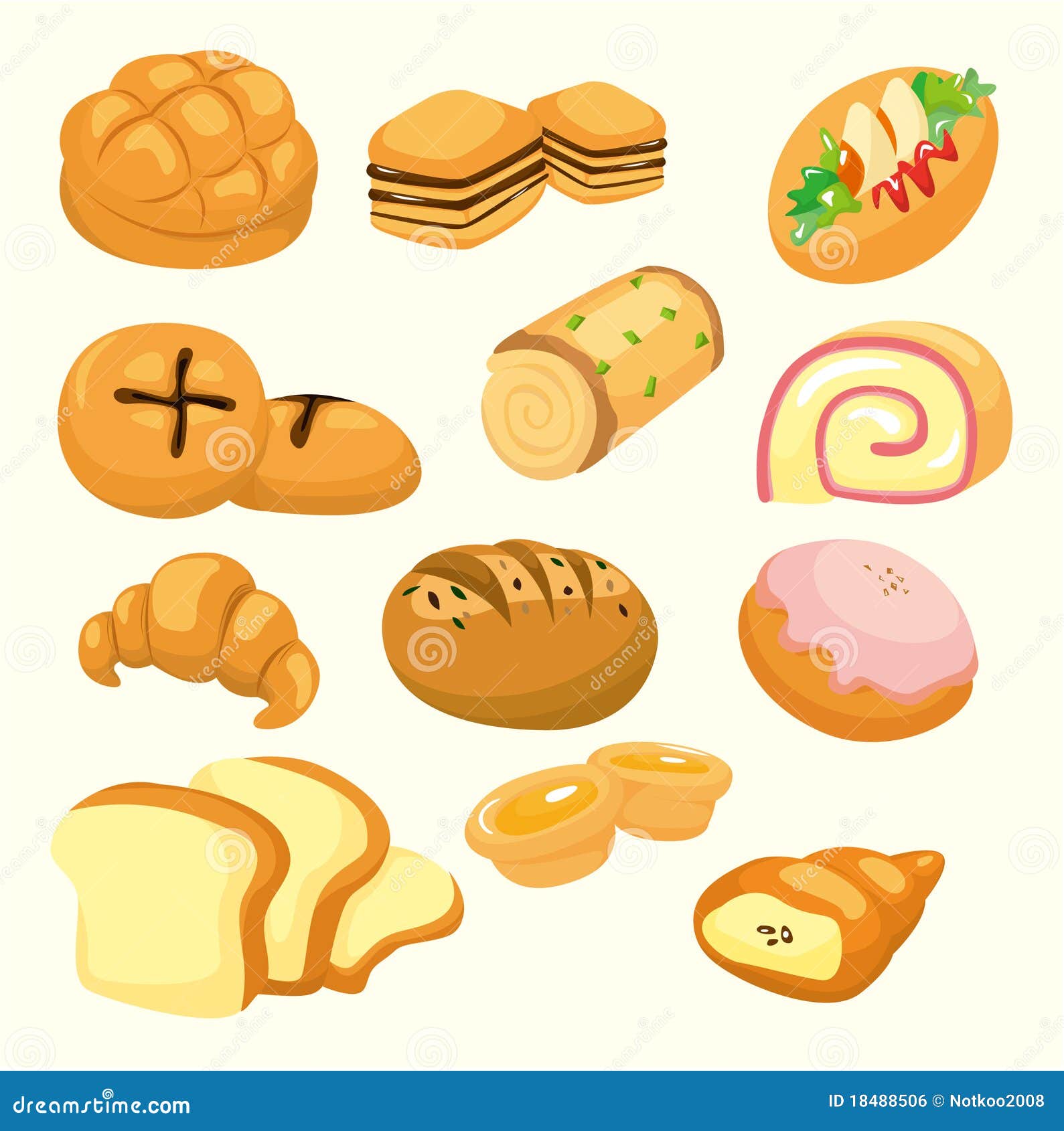 Het Broodpictogram Van Het Beeldverhaal Vector Illustratie ...