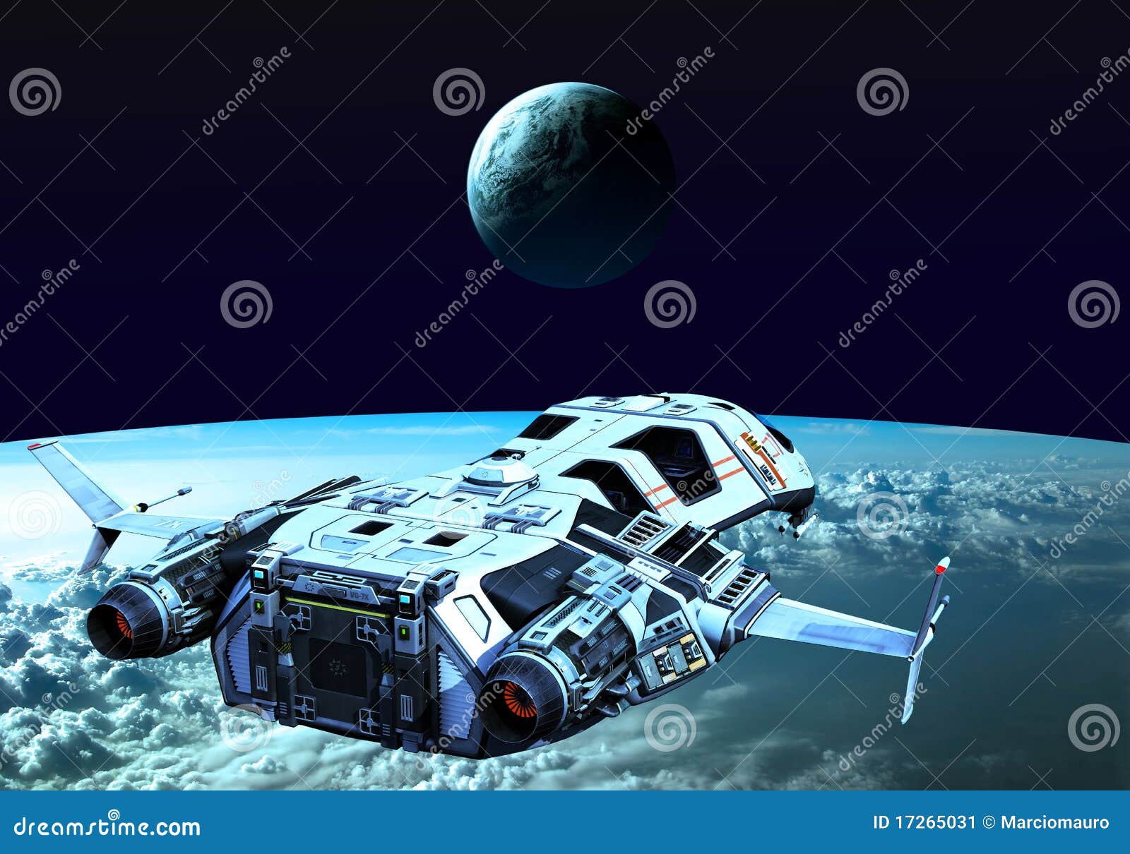 Het Caming Van Het Ruimteschip Terug Naar Het Maanlicht Stock ...