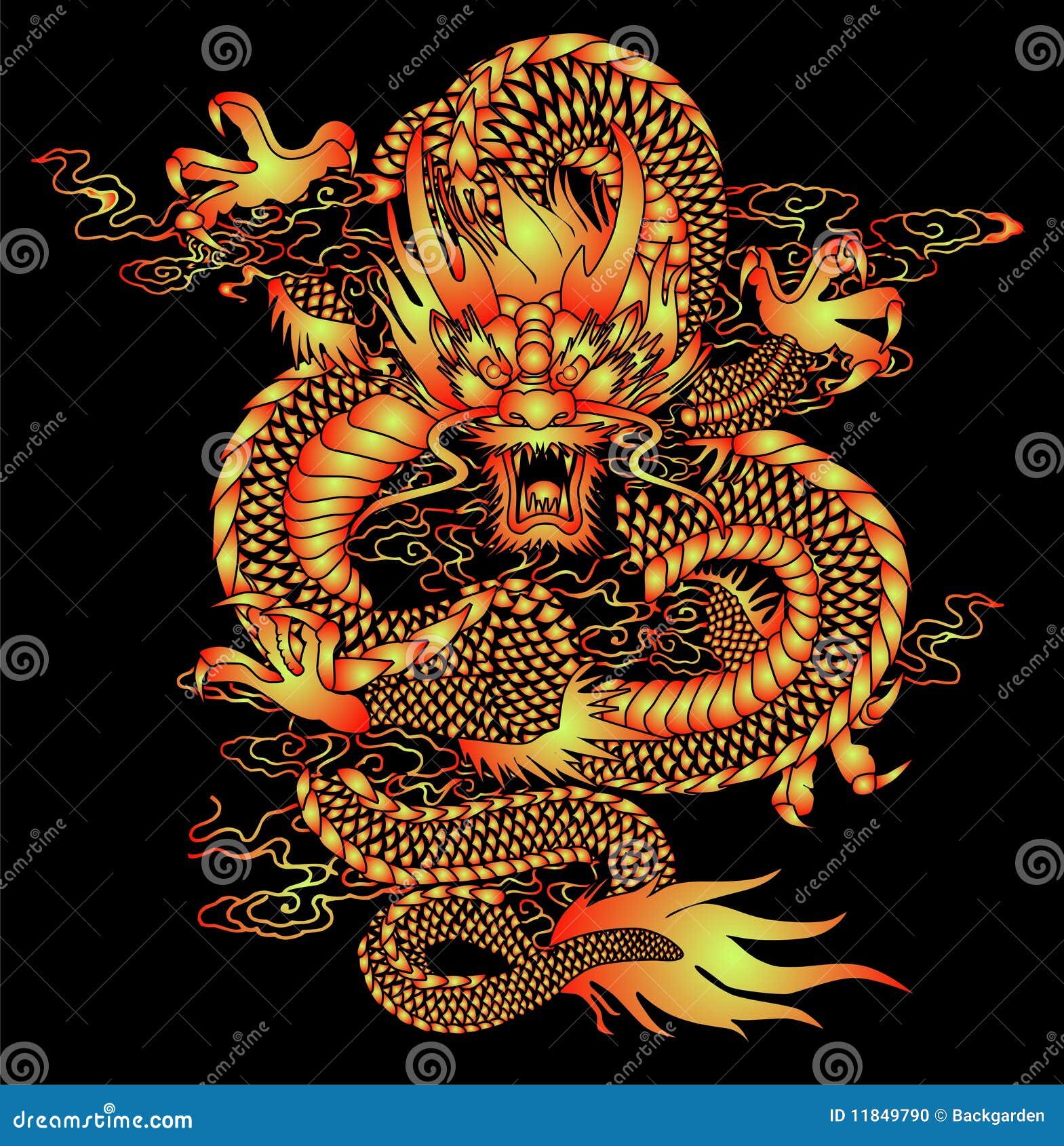 Het Chinese Patroon Van De Draak Vector Illustratie - Illustration of ...
