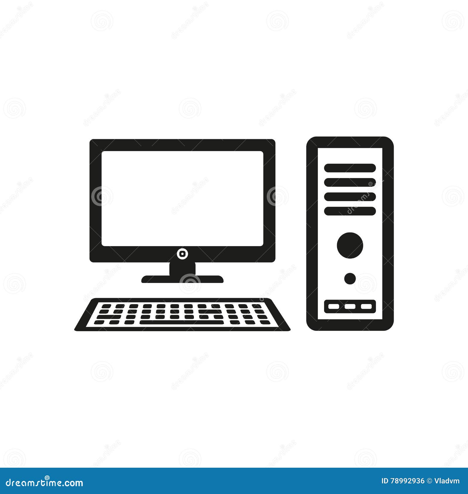 Het Computerpictogram PC-symbool Vlak Vector Illustratie - Illustration ...