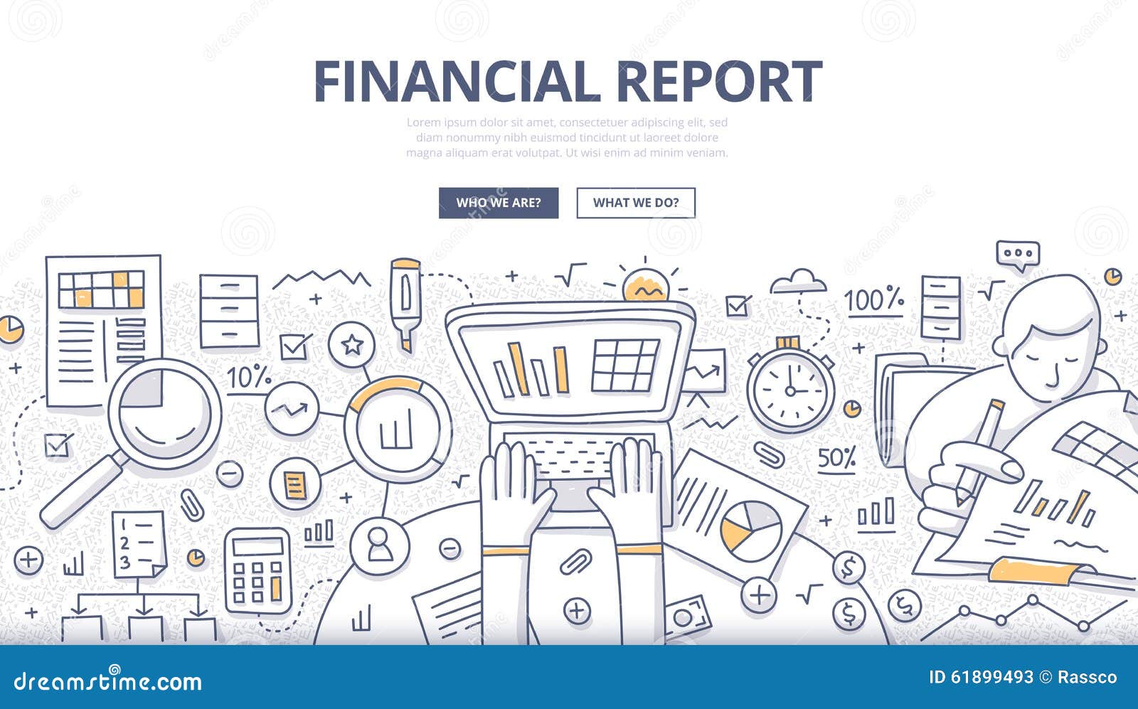 Het Concept Van De Financieel Verslagkrabbel Vector Illustratie ...