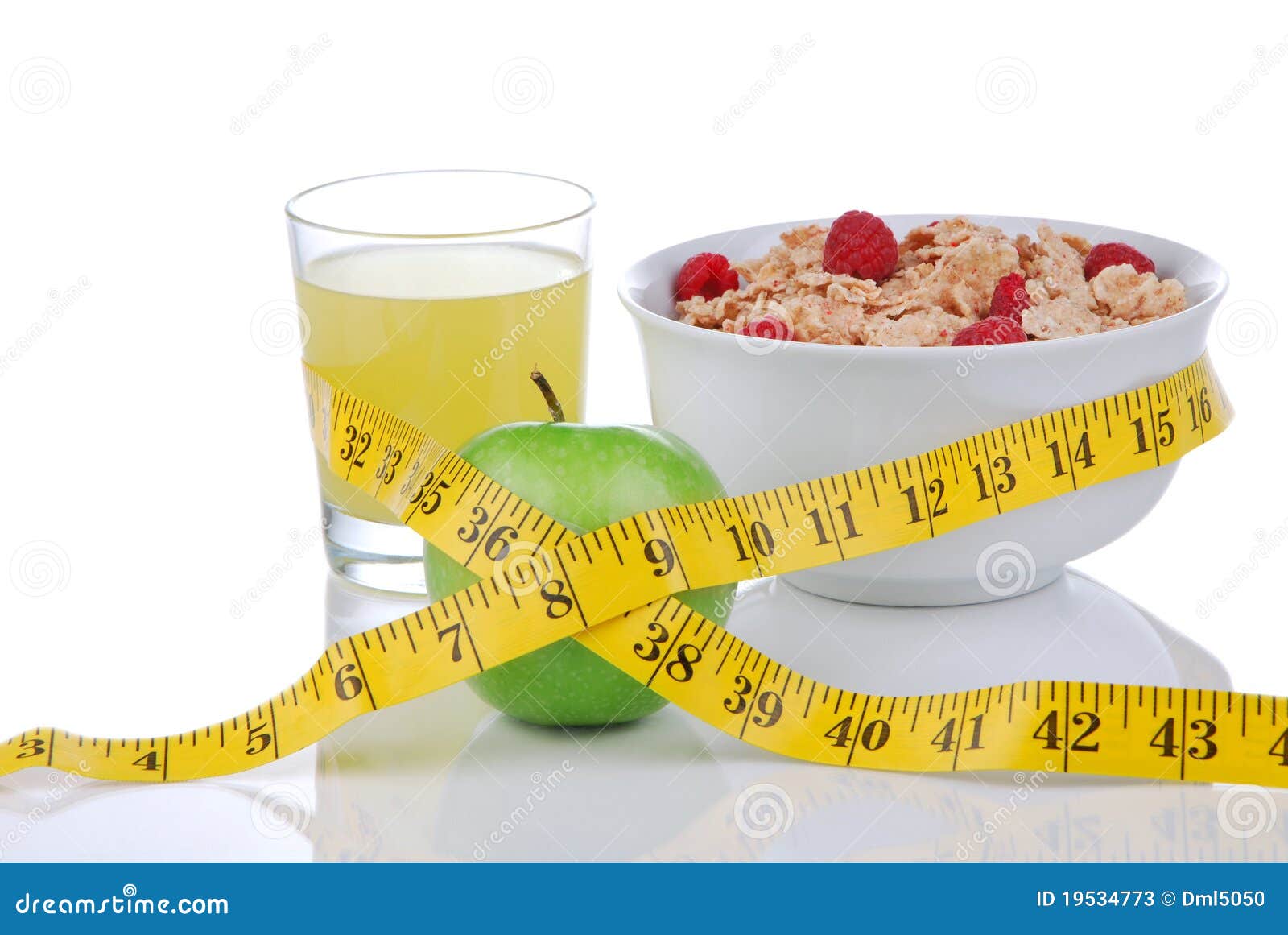 Het Concept Van Het Dieet: Meetlint, Appel, Glas Sap Stock Afbeelding ...