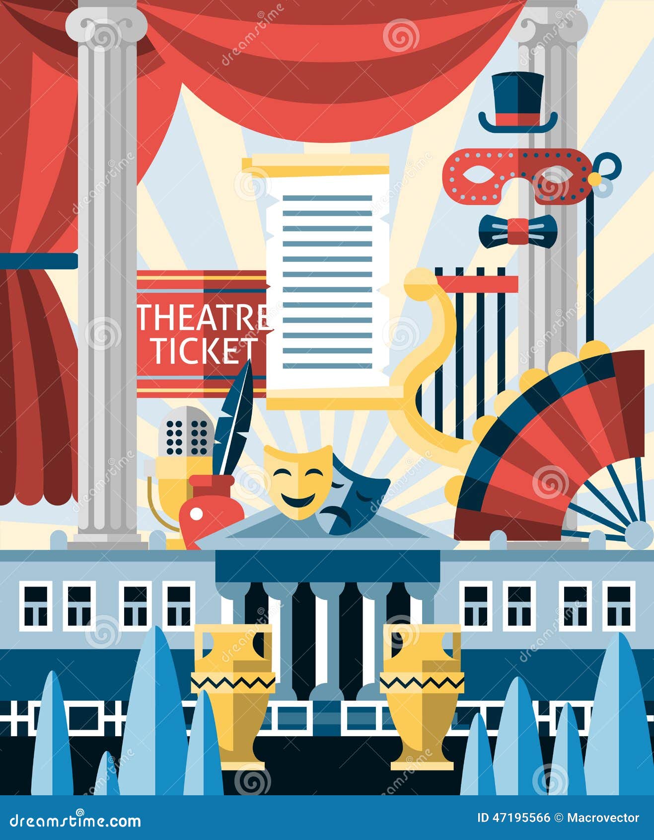 Het Concept Van Theaterpictogrammen Vector Illustratie - Illustration ...