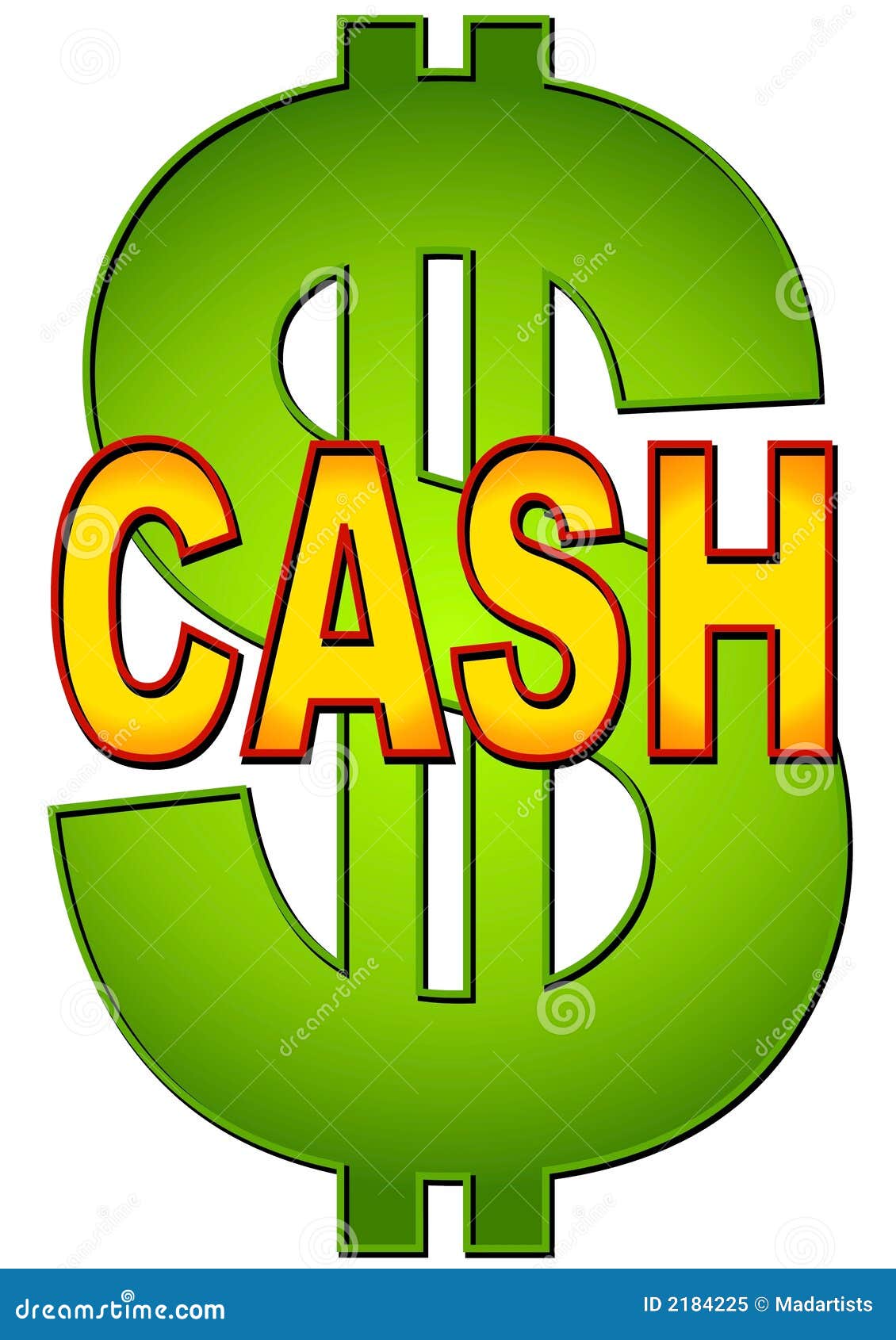 Het Contante Geld Van Word Met Het Teken Van De Dollar Vector ...