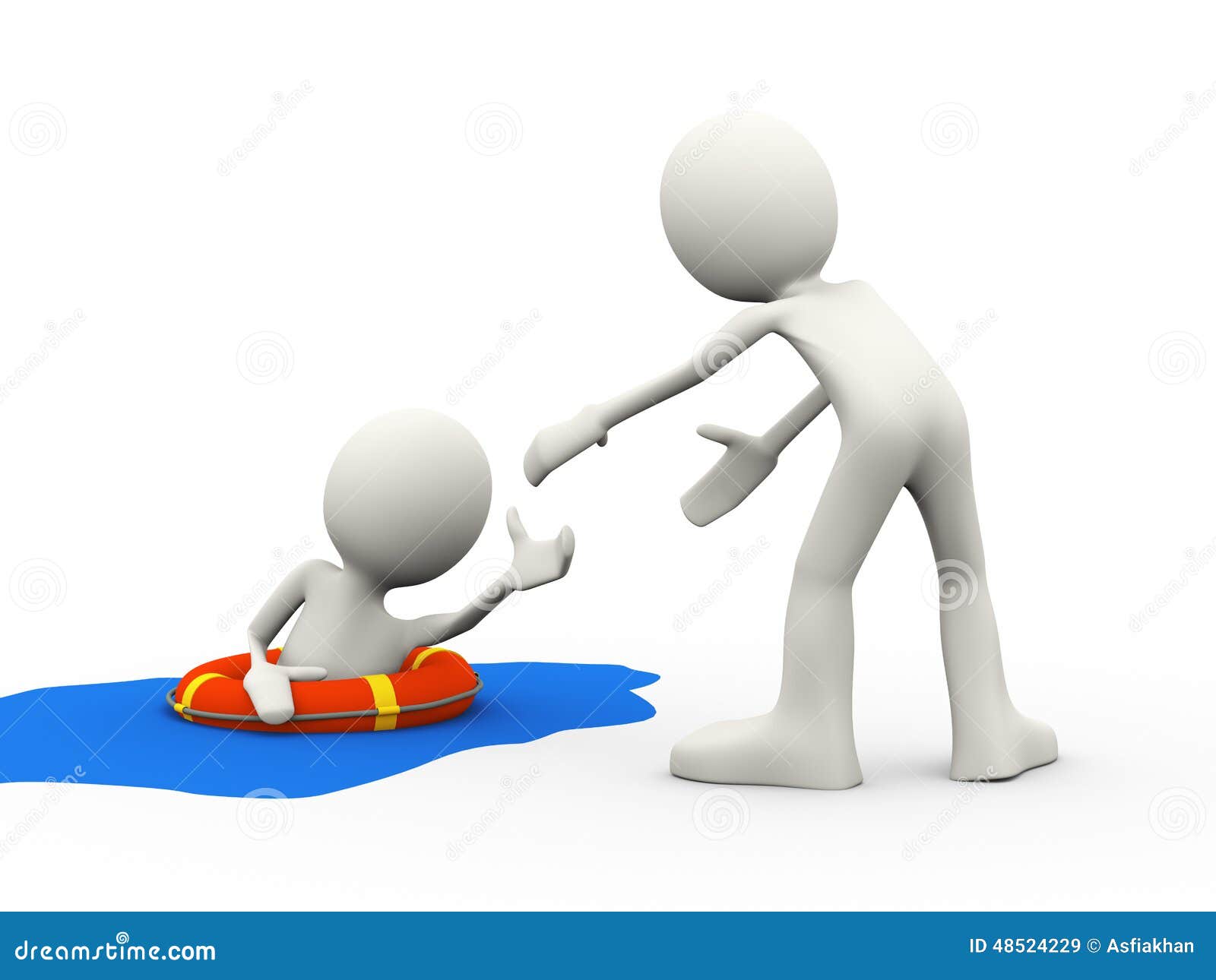 Het 3d Mens Helpen Die Persoon Verdrinken Stock Illustratie ...