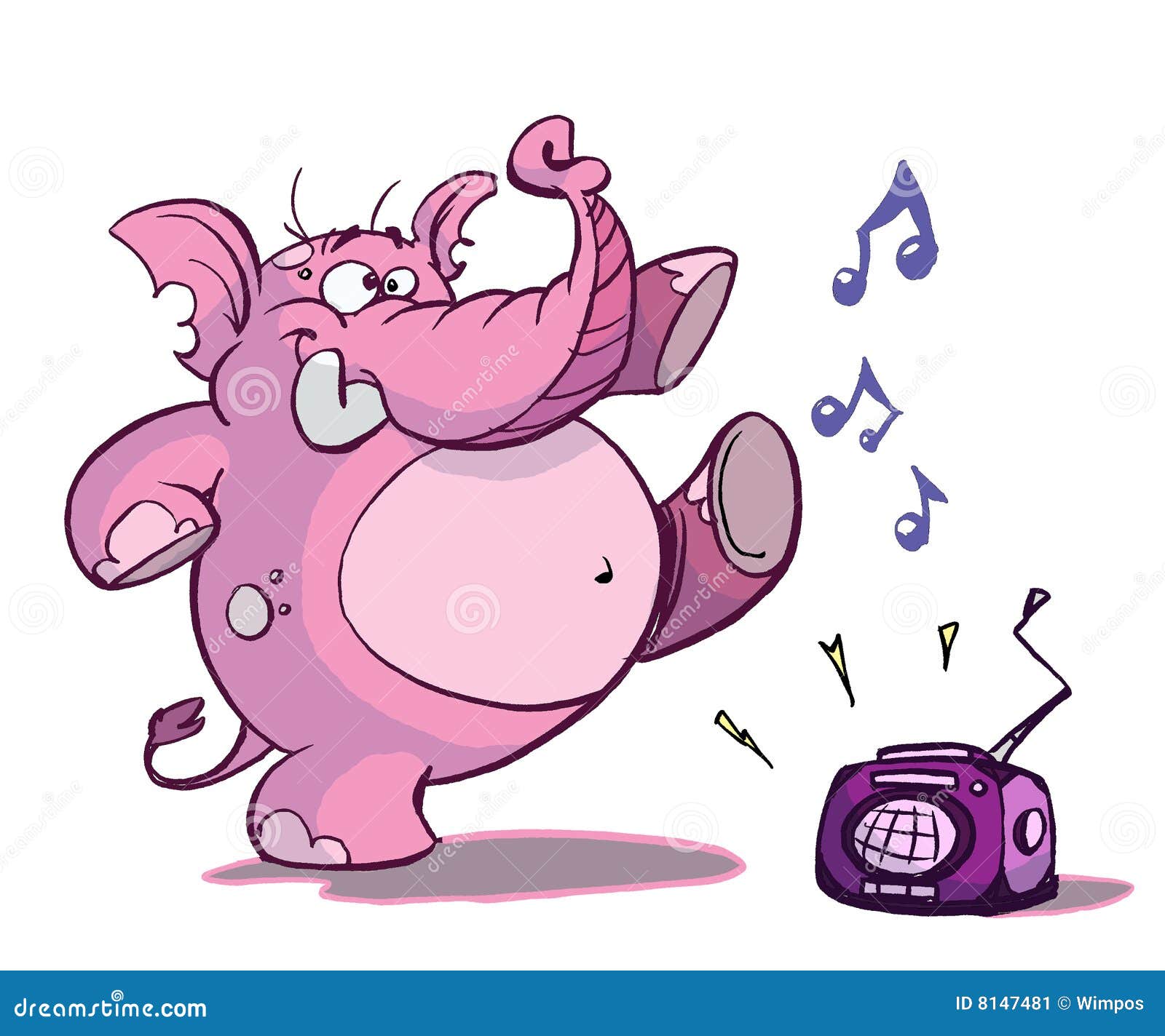 Het dansen olifant vector illustratie. Illustration of roze - 8147481