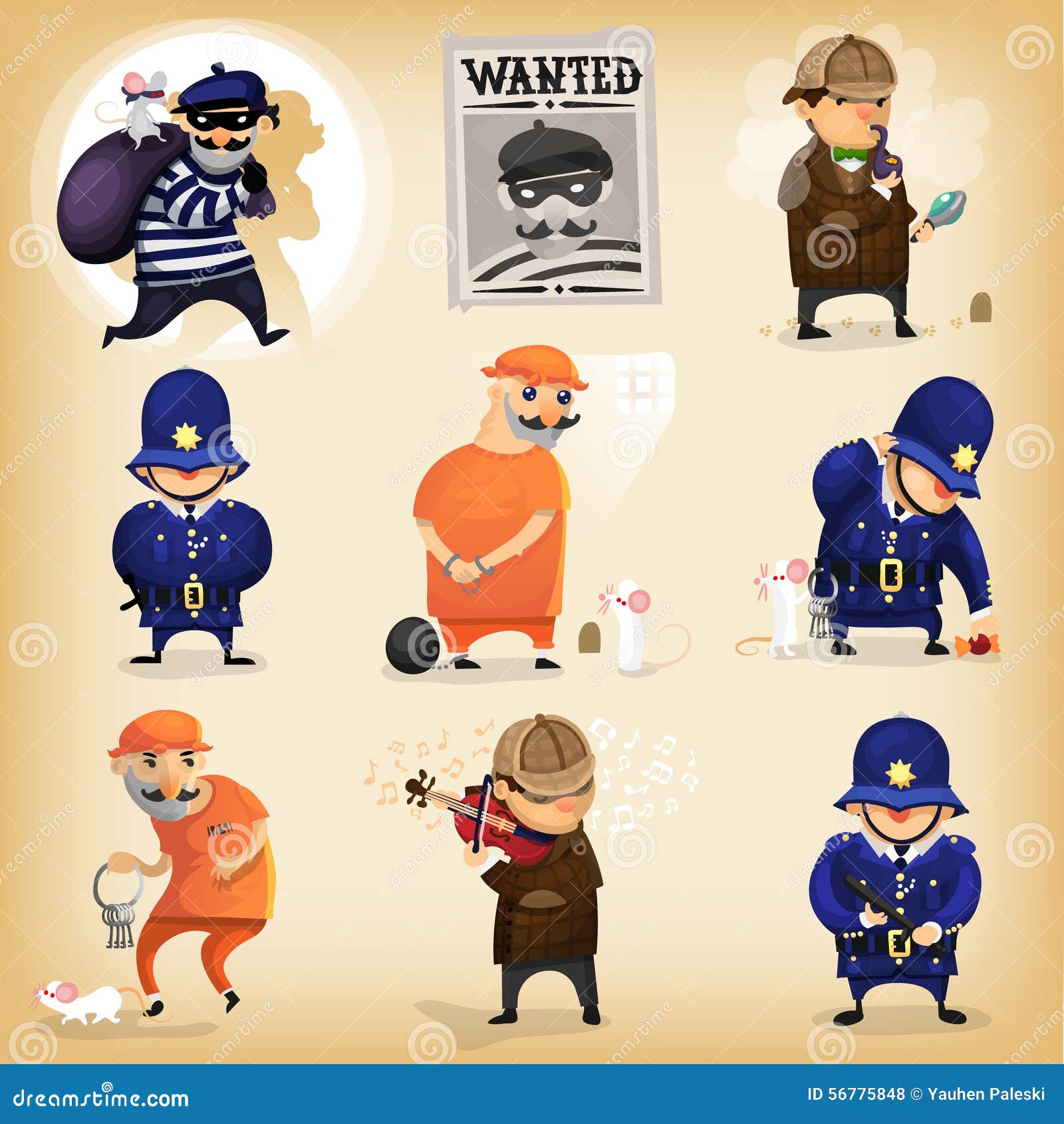 Het Detectiveverhaal Met Steelt En Detective Vector Illustratie ...