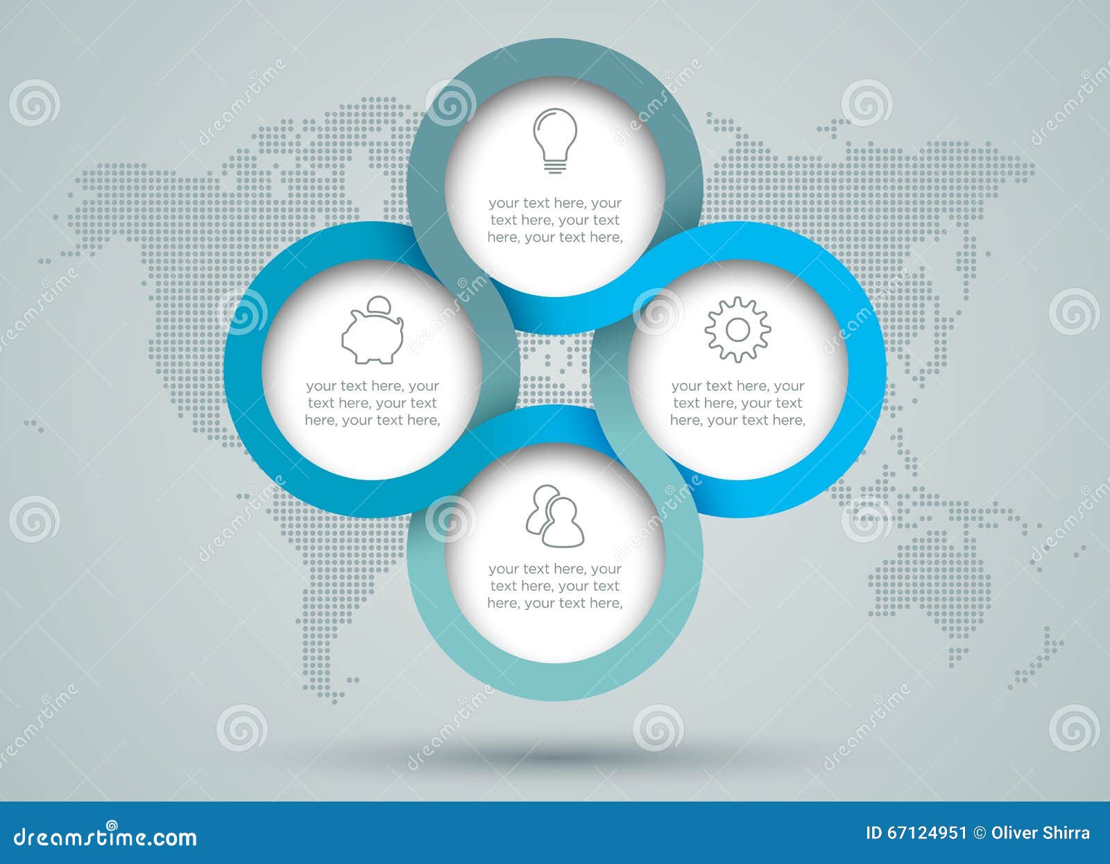 Het Diagram Van De Infographiccirkel Met Dots World Map Back Drop ...