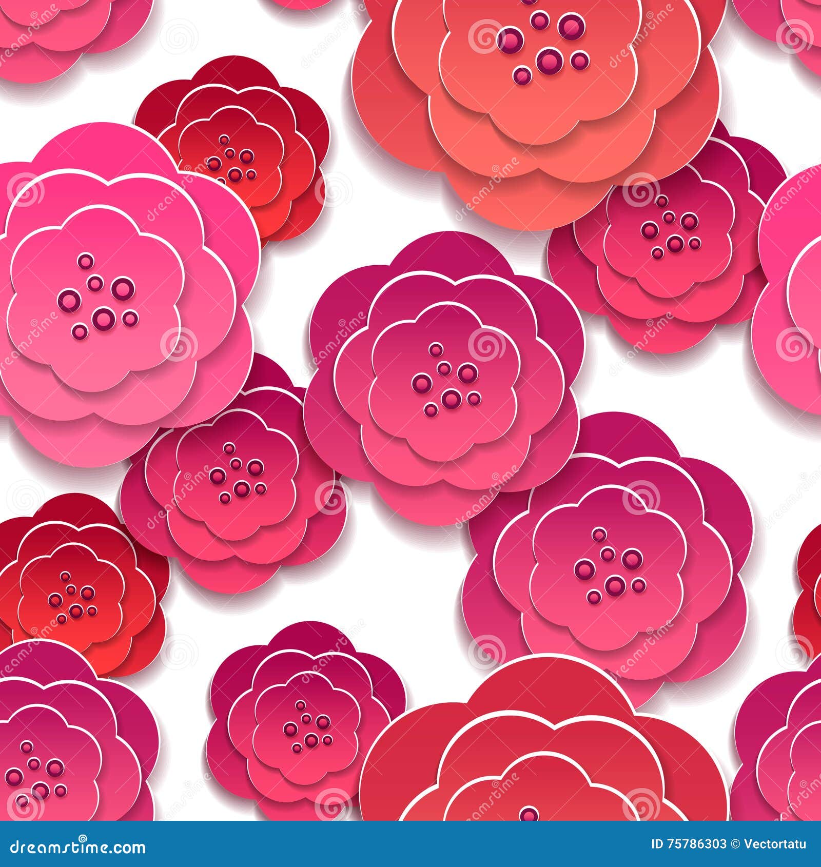Het Document Nam Bloemen 3d Patroon Toe Vector Illustratie ...