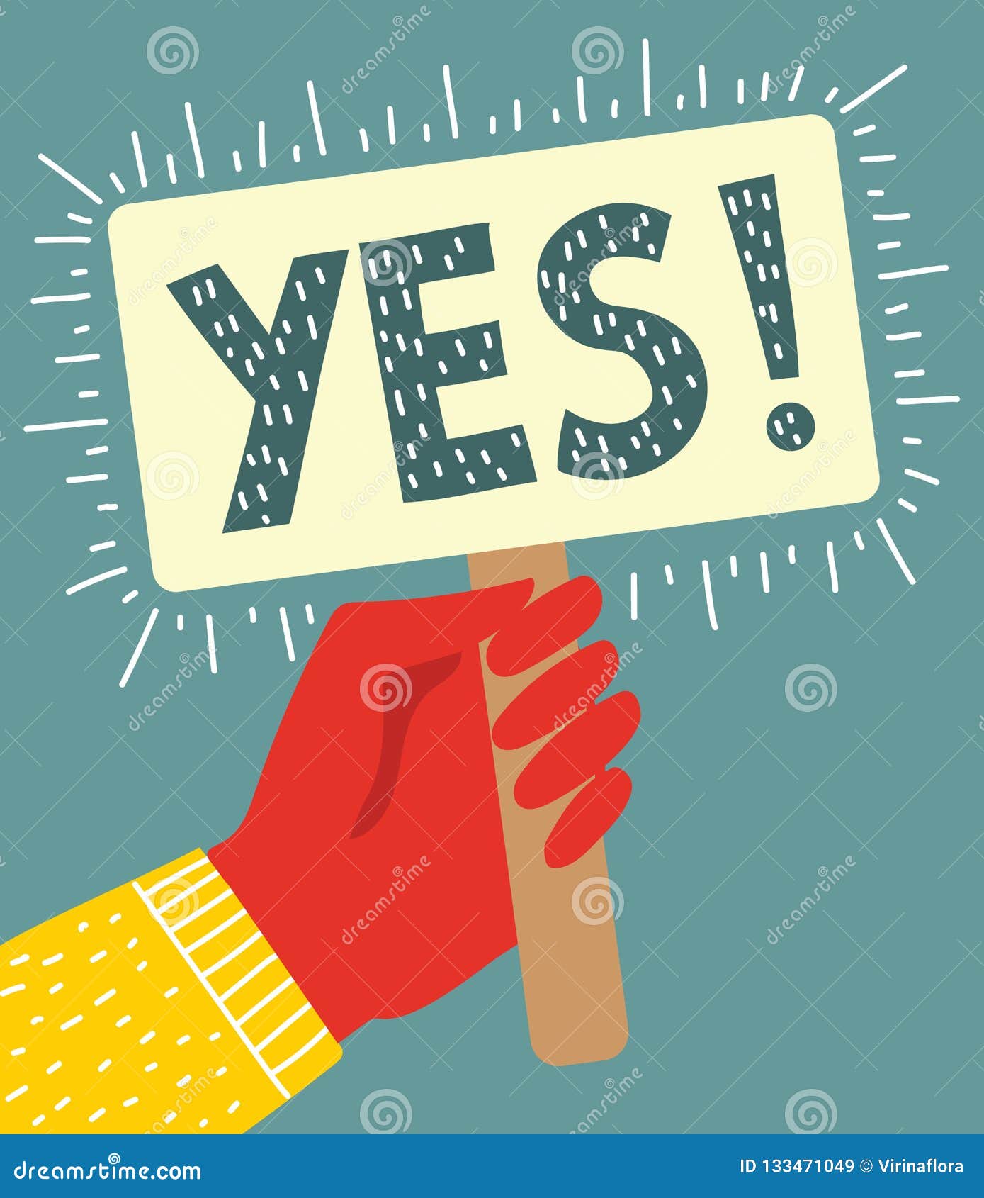 Het Document Van De Handholding Lege Tekenplaat Met Ja! Vector ...