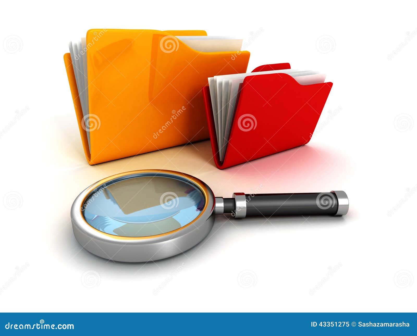 Het Document Van Het Bureaudocument Omslagen En Vergrootglas Stock ...