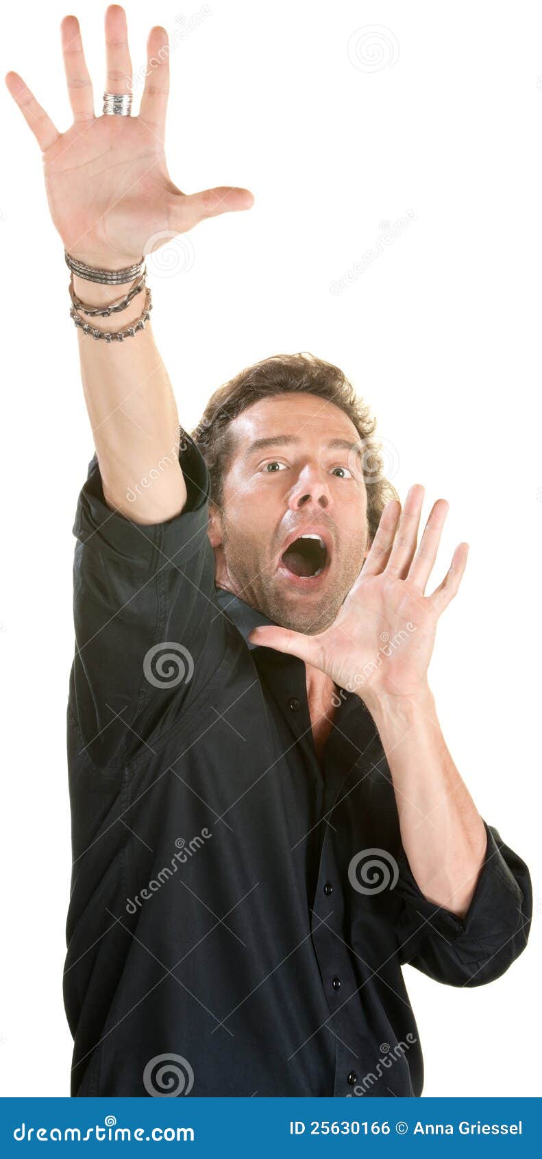 Het Doen Schrikken Bereiken Van De Mens Stock Foto - Image of vrees ...