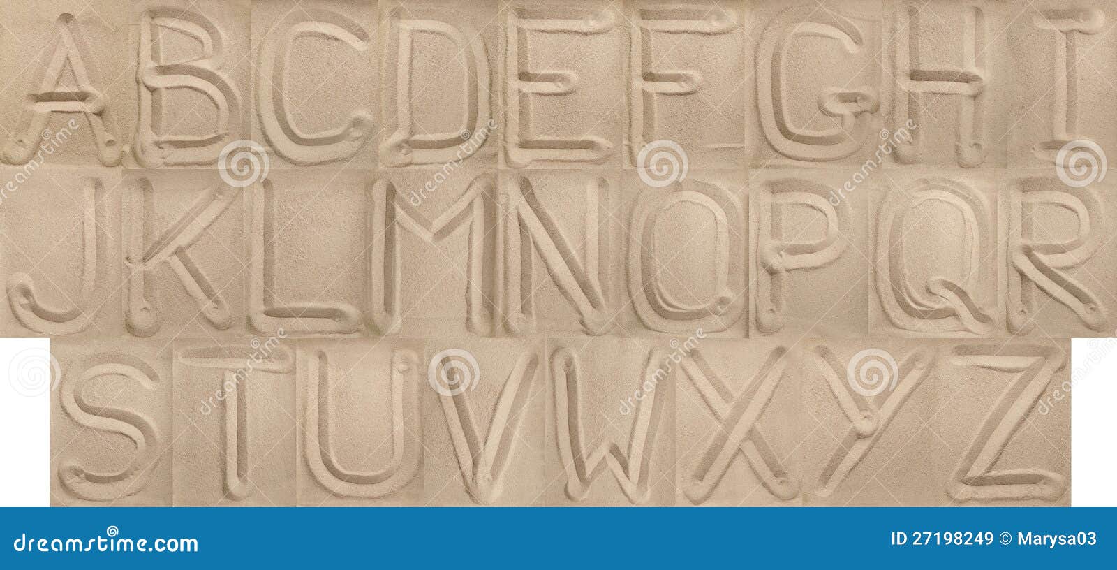 Het Engelse Alfabet Van Zand Stock Afbeelding - Image of gekrast ...