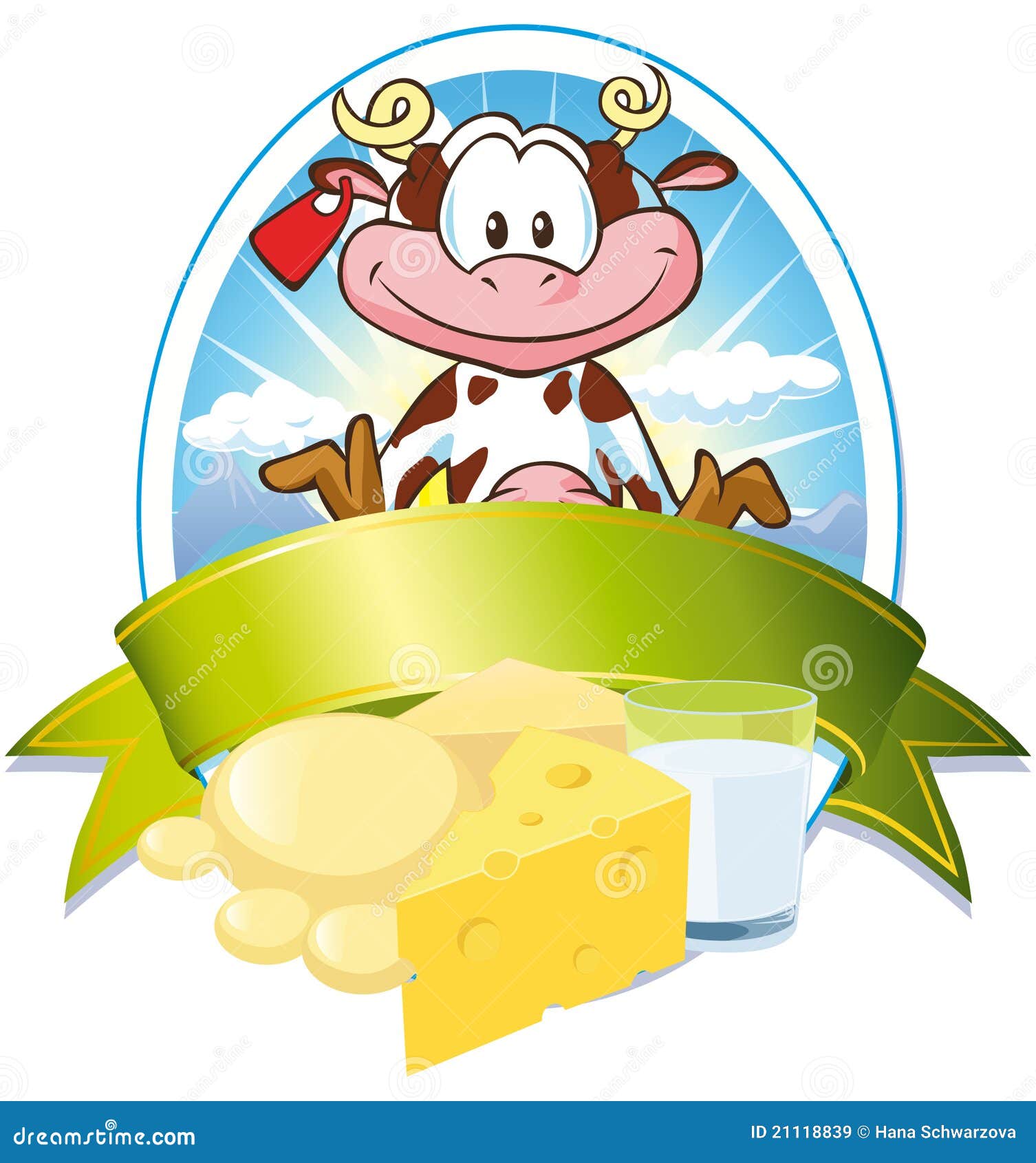 Het Etiket Van De Melk Met Koe Vector Illustratie - Illustration of ...