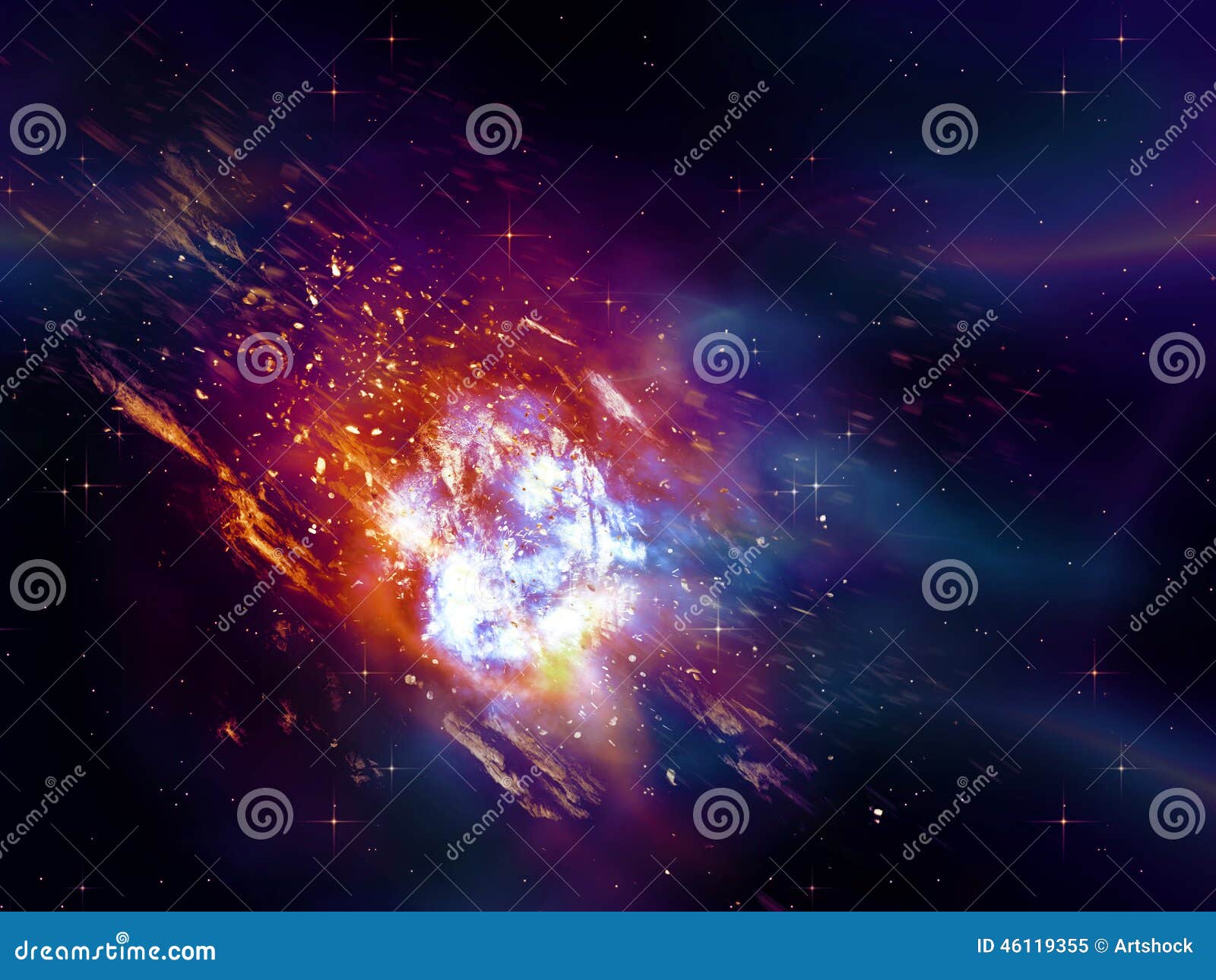 Het Exploderen Van Ster in Ruimte Stock Illustratie - Illustration of ...