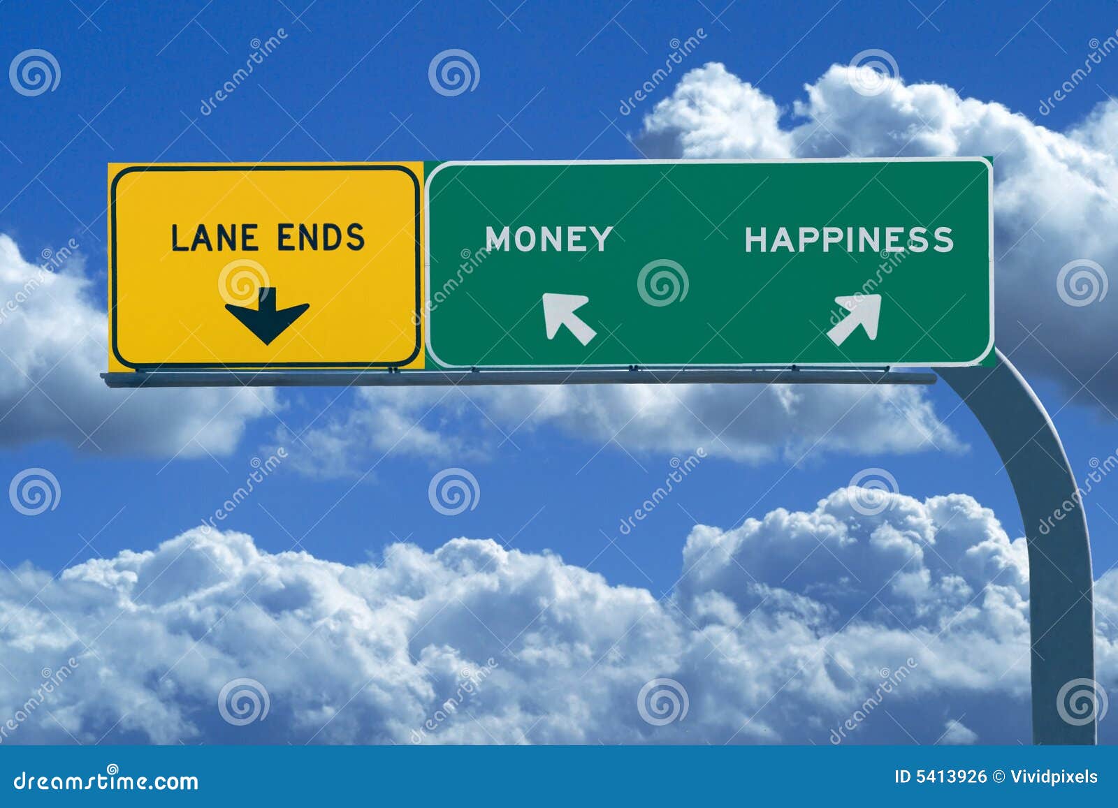 Het Geld/het Geluk Van Het Teken Van De Snelweg Stock Foto - Image of ...