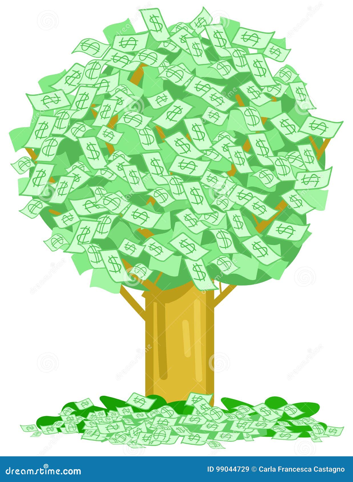 Het Geld Neemt Nota Boom Van Vector Vector Illustratie - Illustration ...