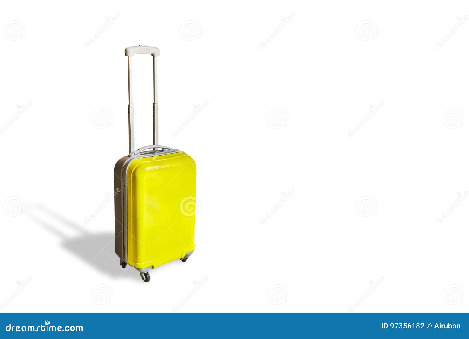 Het Gele Handvat Van De Reiskoffer Stock Foto - Image of boeking ...