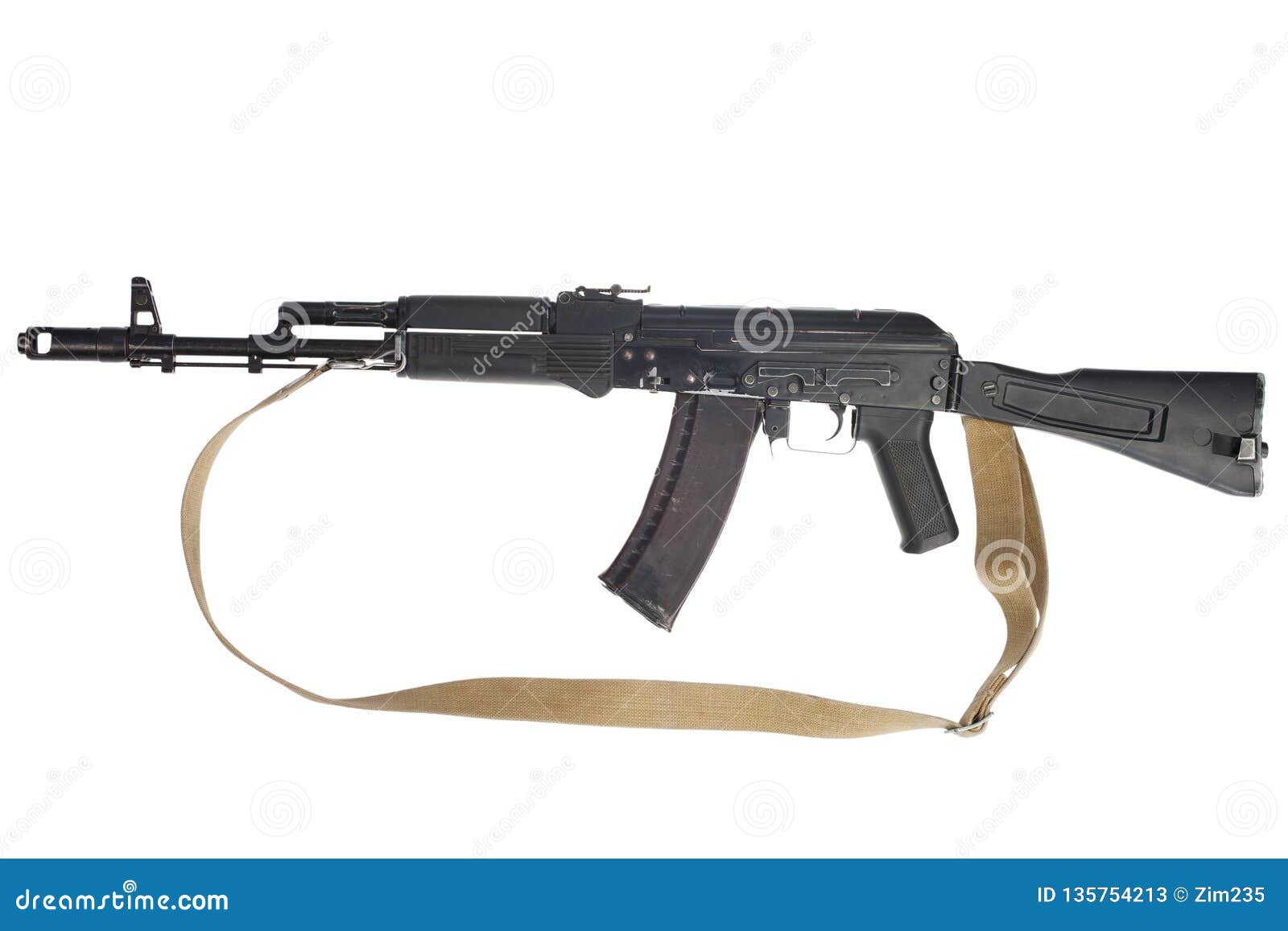 Het Geweer Van De Kalashnikovak Aanval Op Wit Stock Afbeelding - Image ...