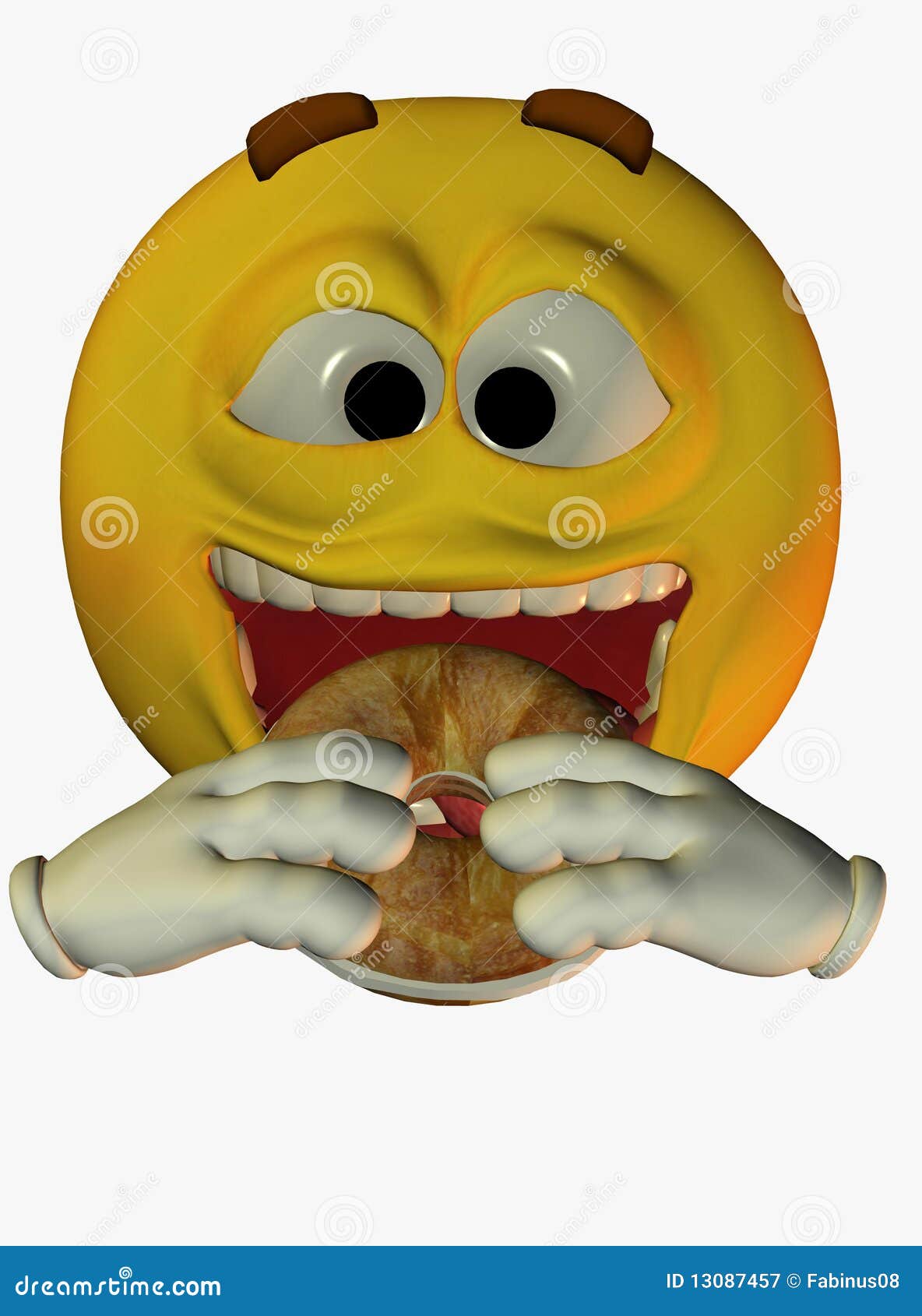 Het Gezicht Dat Van Smiley Ongezuurd Broodje Eet Stock Illustratie ...