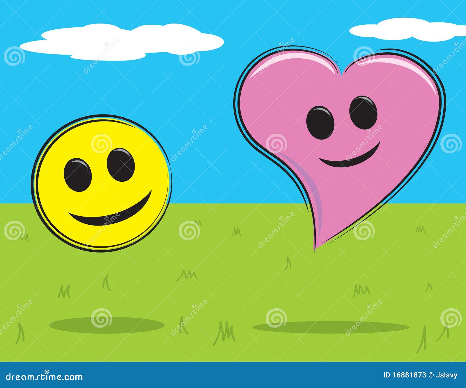 Het Gezicht En Het Hart Van Smiley Vector Illustratie - Illustration of ...